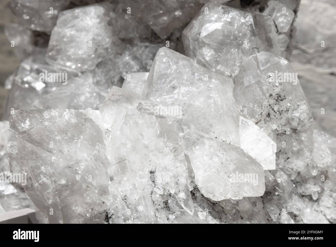 Quartz, smoky crystals with mica inclusions. Close-up photo with ...