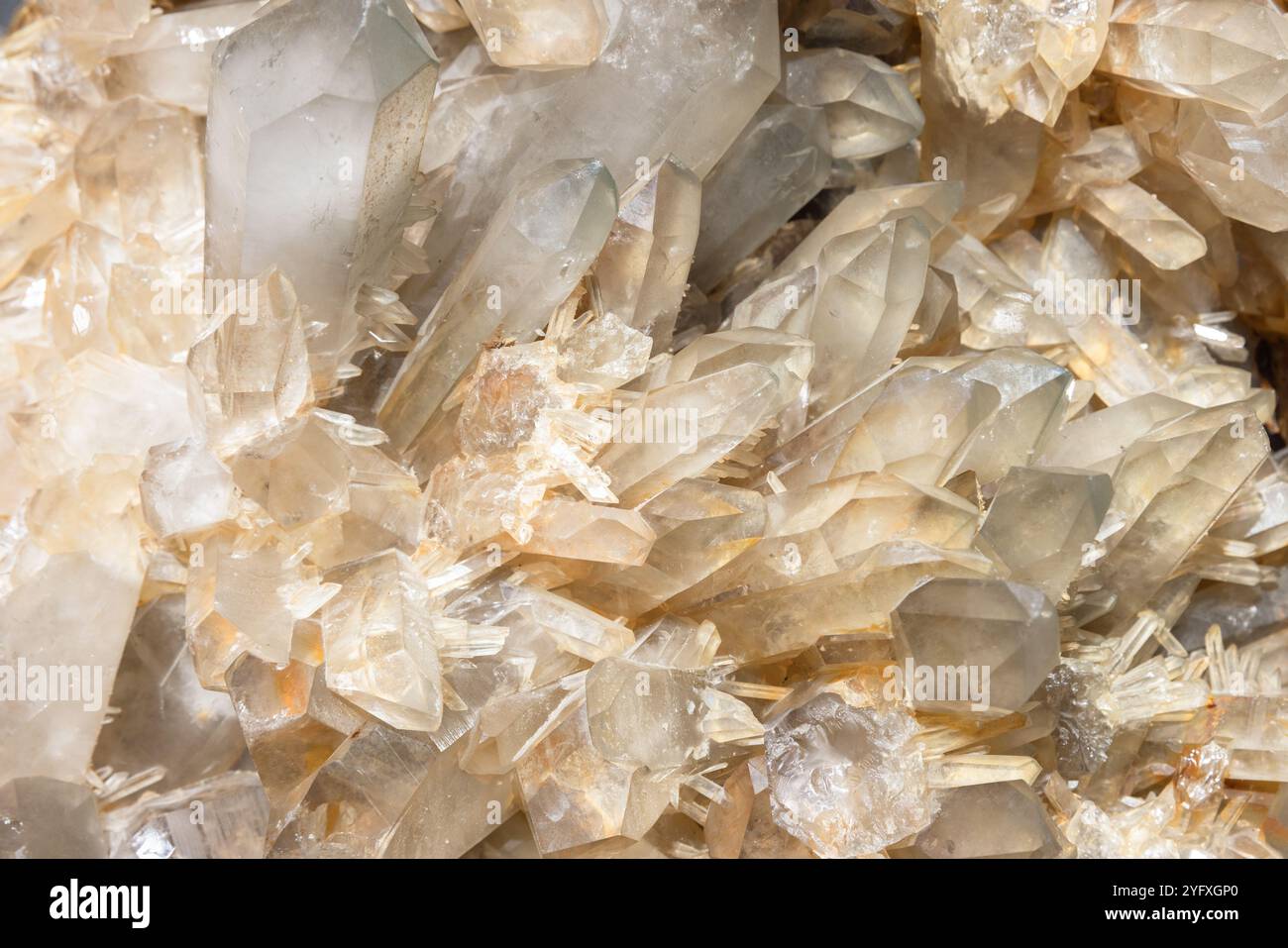 Rock crystal, a druse of crystals close up photo with selective soft ...
