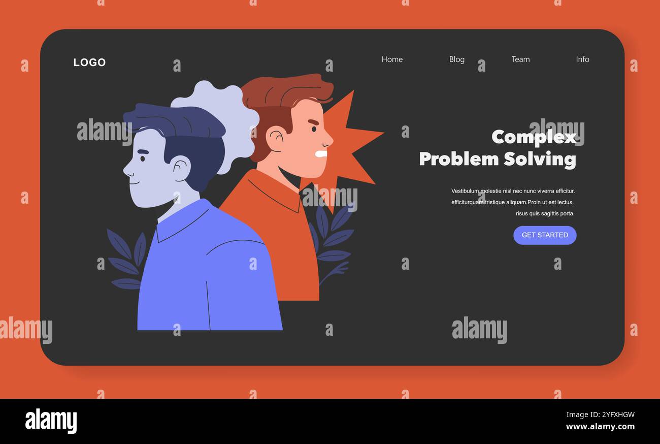 Cognitive Bias concept. Digital illustration of two profiles facing a star icon, representing ...