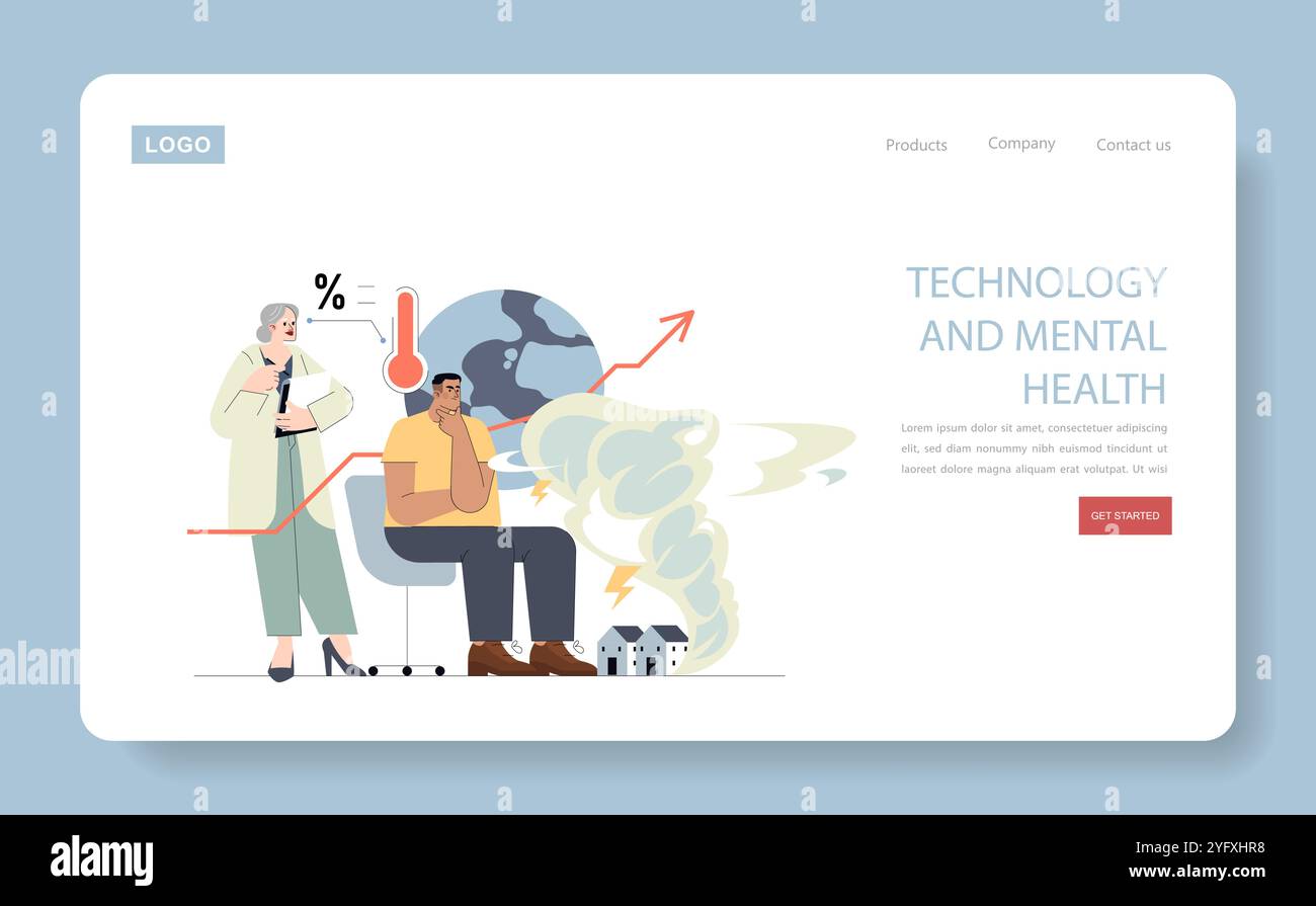 Psychology concept. An illustration depicting the impact of technology ...