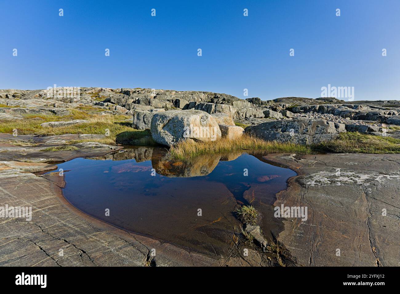 Water puddle on the skerry island of Roeroe Stock Photo - Alamy
