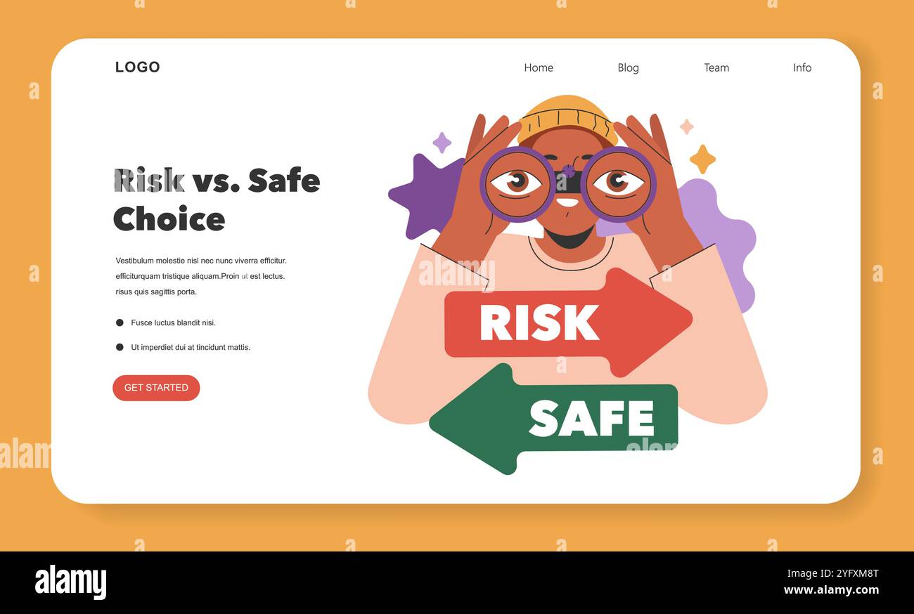 Decision making concept. Person weighing options between risk and ...