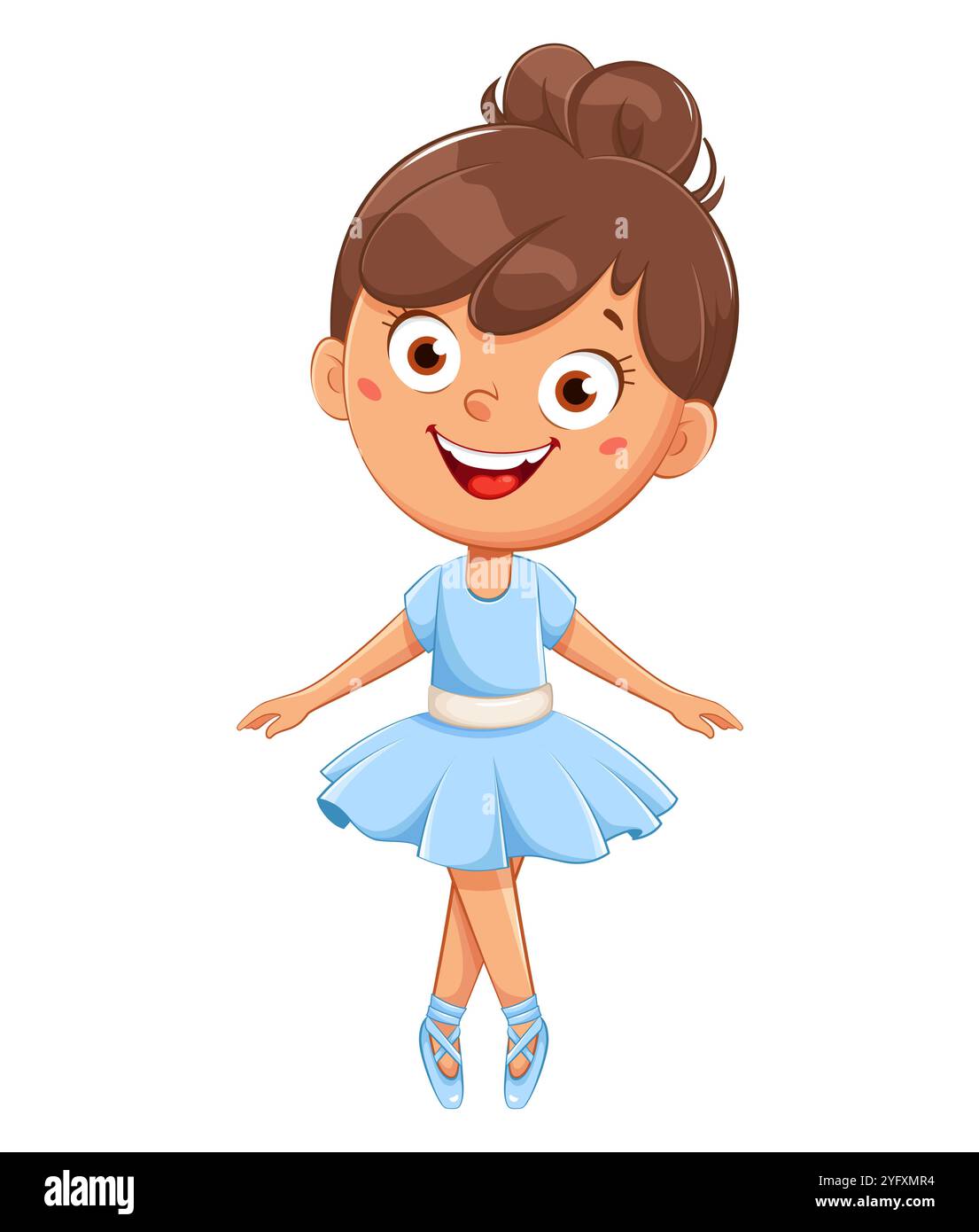 Cute little girl doing dancing exercise. Flexible girl cartoon ...