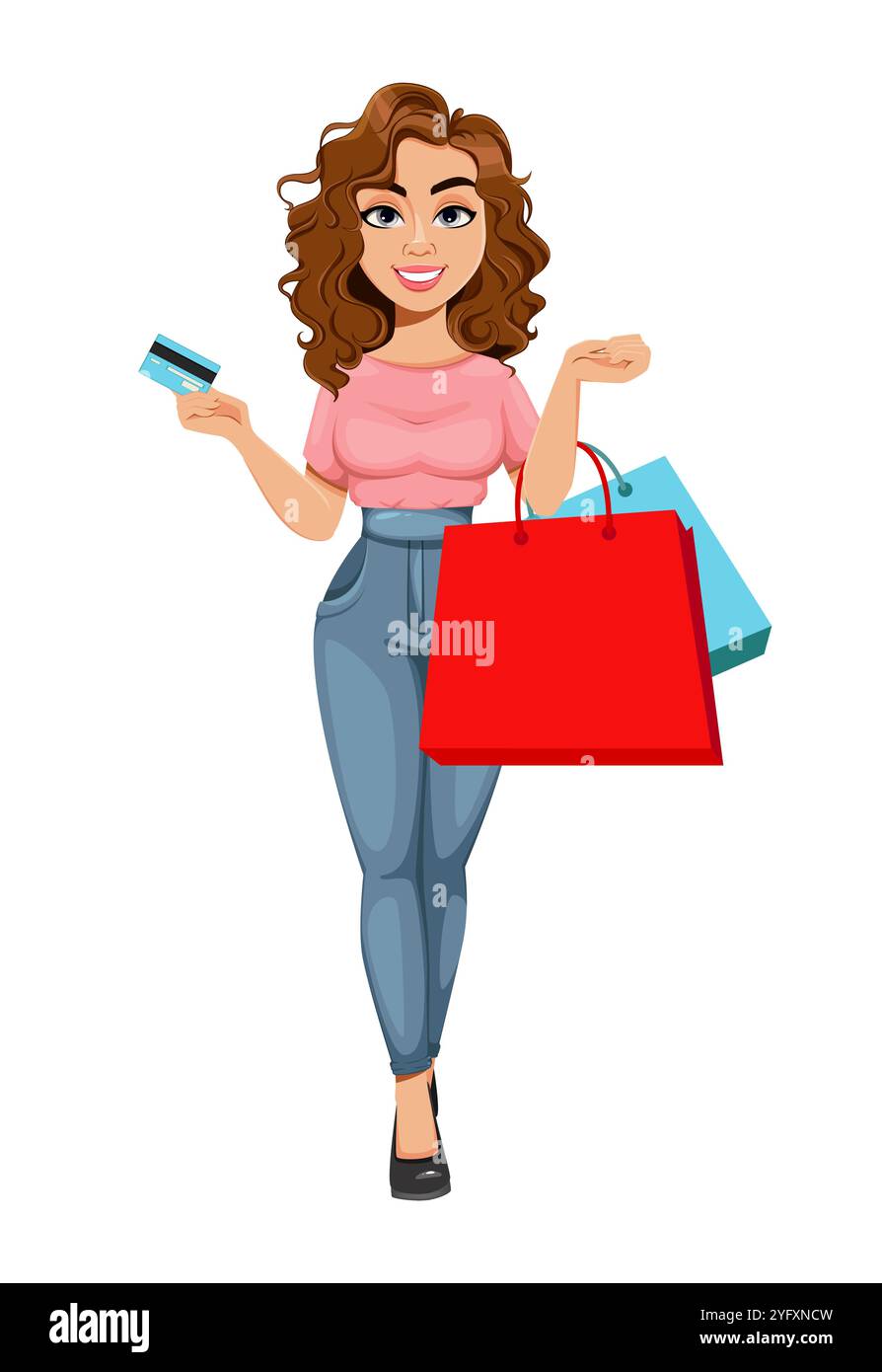 Beautiful business woman goes shopping. Cute young businesswoman ...