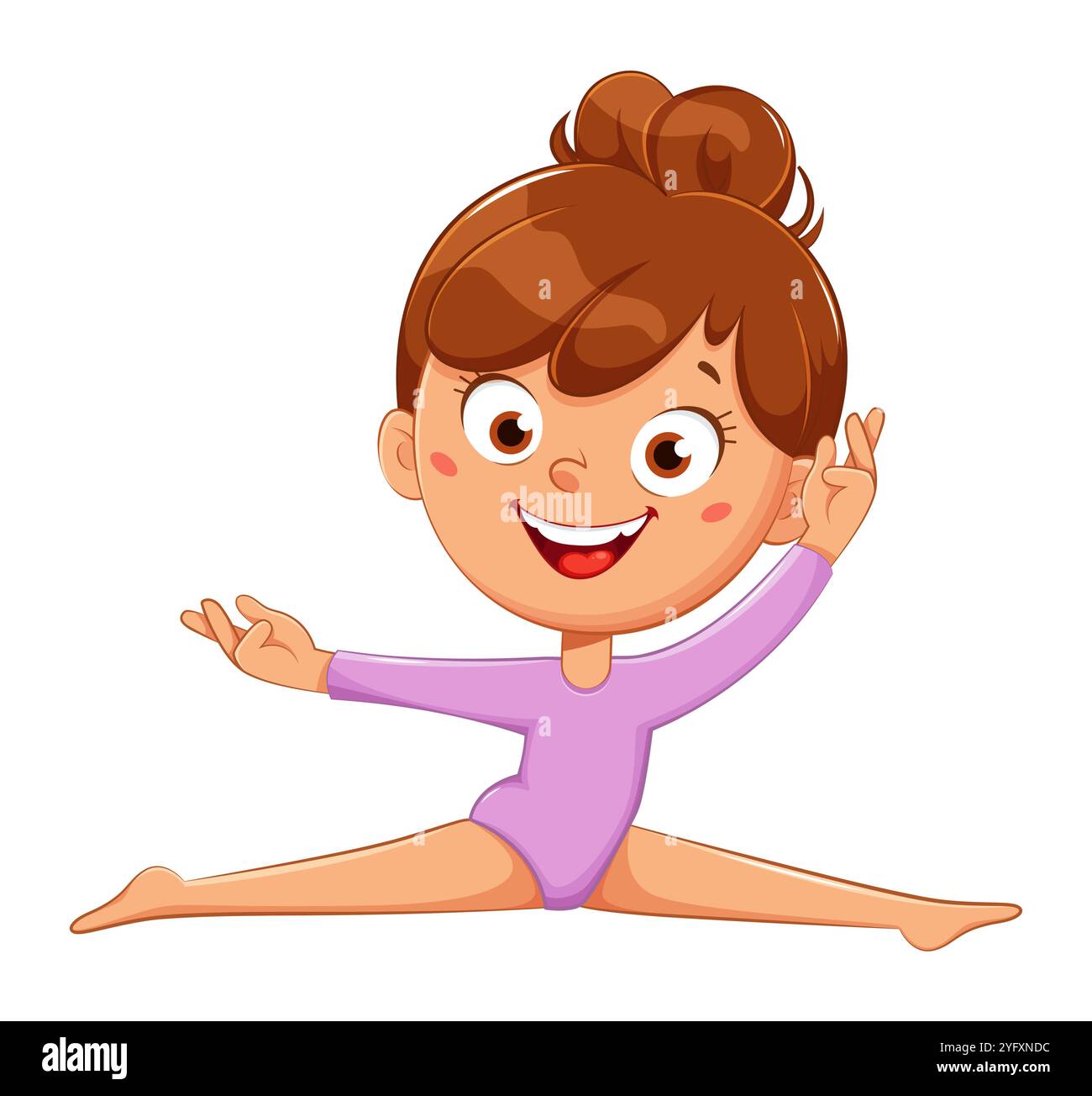 Cute little girl doing acrobatic exercise. Flexible girl cartoon ...