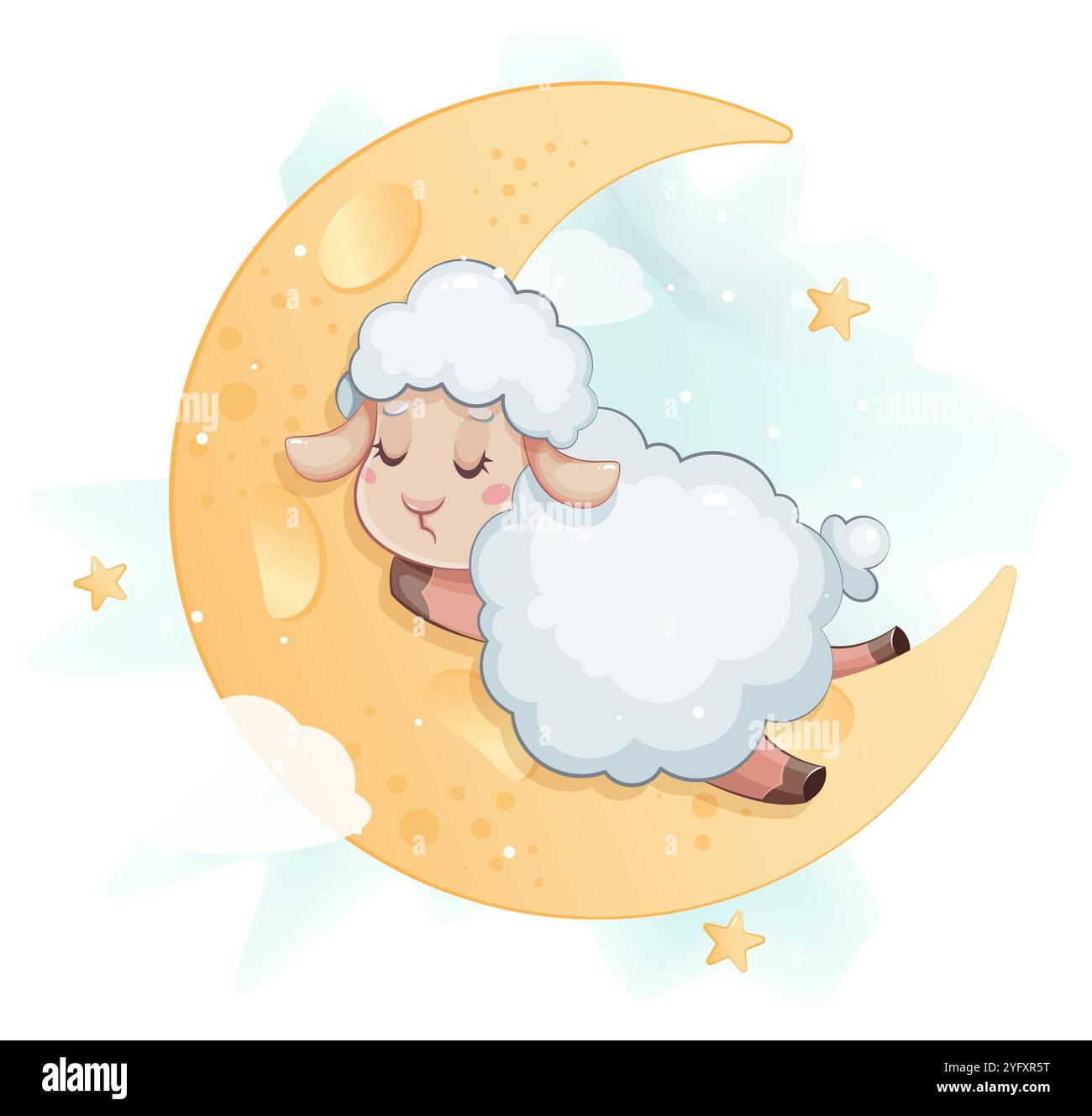 Eid al Adha Mubarak. Cheerful ram cartoon character sleeping on the ...