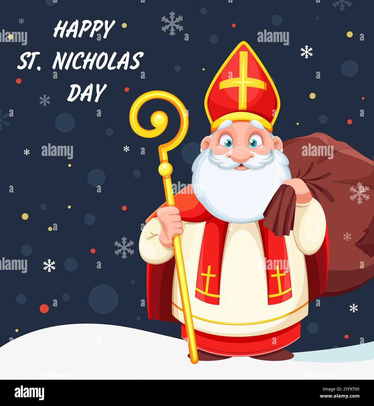 Cute Saint Nicholas or Sinterklaas. Happy St. Nicholas Day greeting ... Cute Saint Nicholas or Sinterklaas. Happy St. Nicholas Day greeting ...