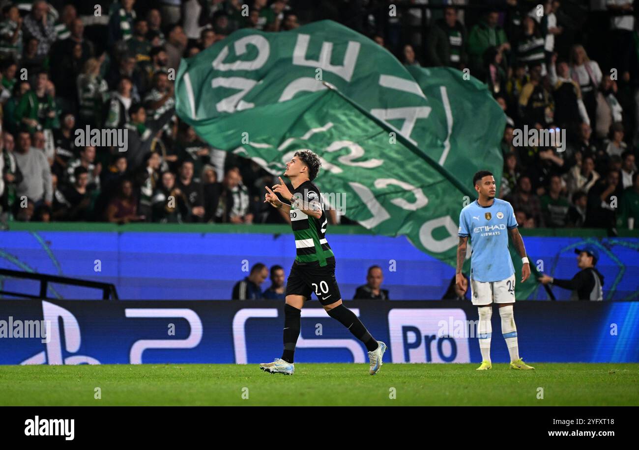 Sporting Lisbon's Maximiliano Araujo celebrates scoring their side's ...