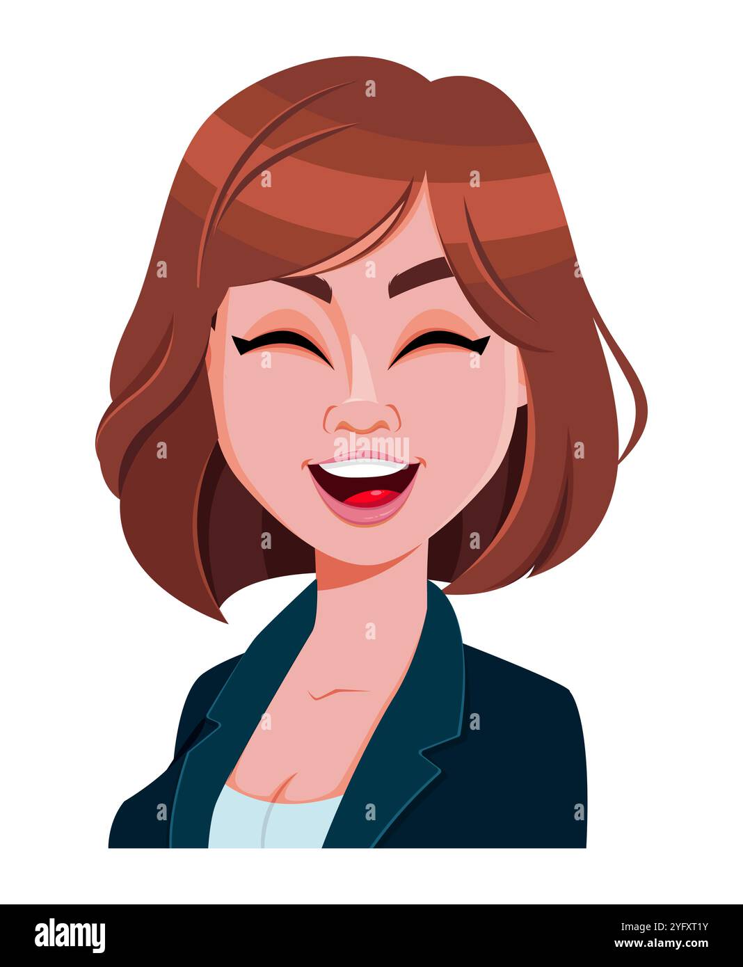 Face expression of beautiful woman, laughing. Female emotion. Cute ...