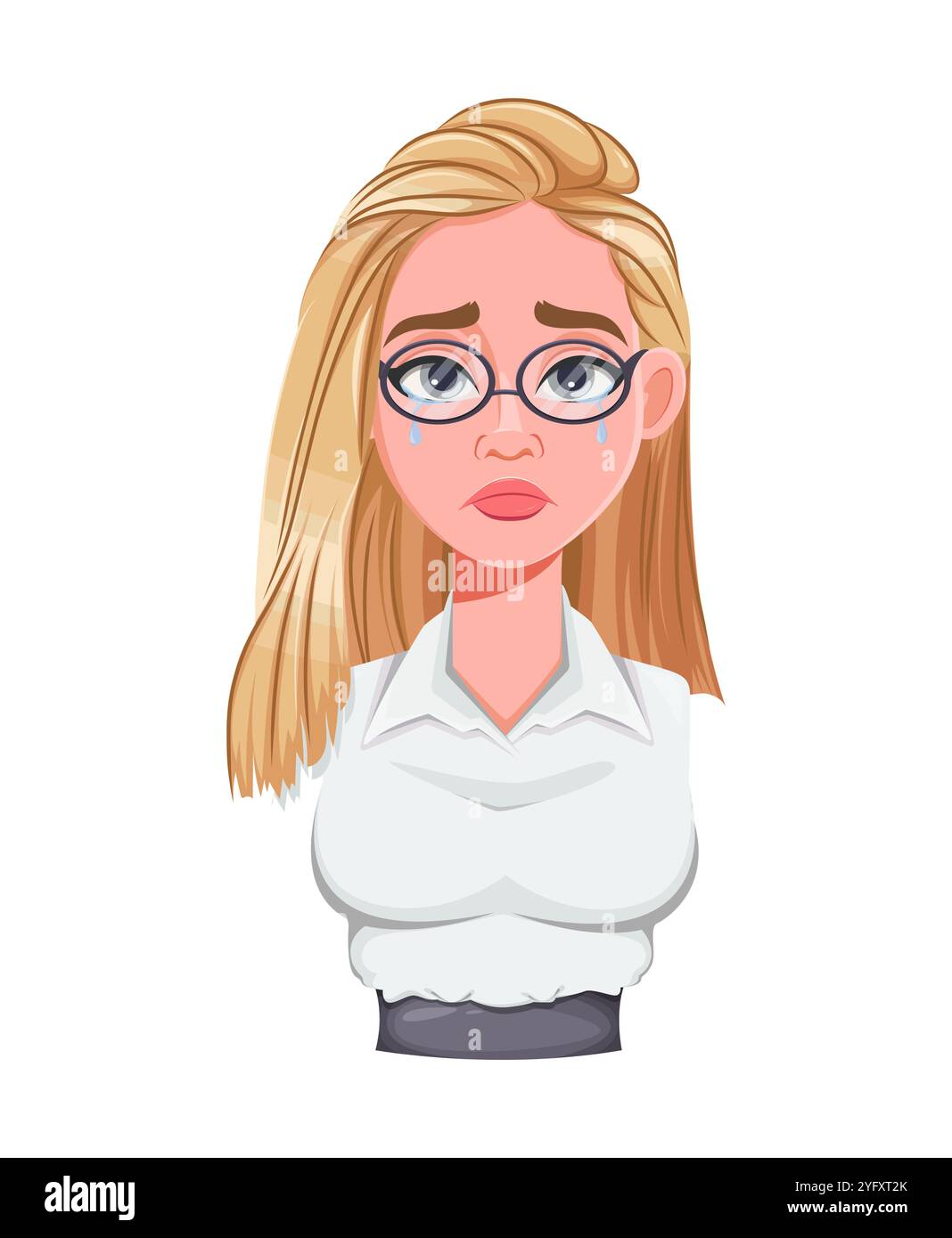 Face expression of beautiful woman, crying. Female emotion. Cute ...