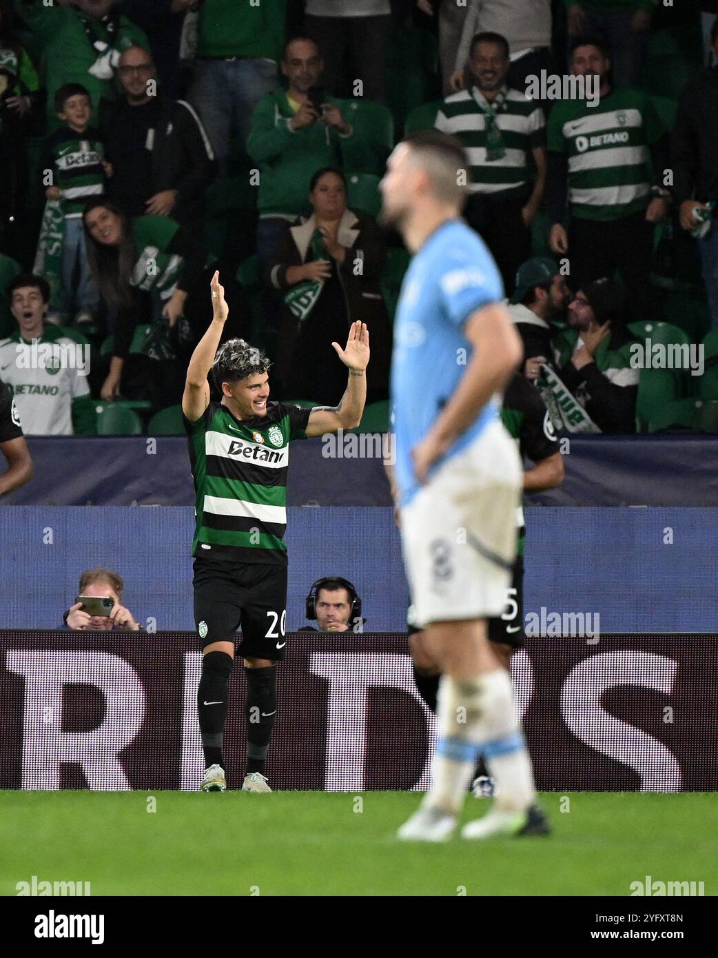 Sporting Lisbon's Maximiliano Araujo celebrates scoring their side's ...