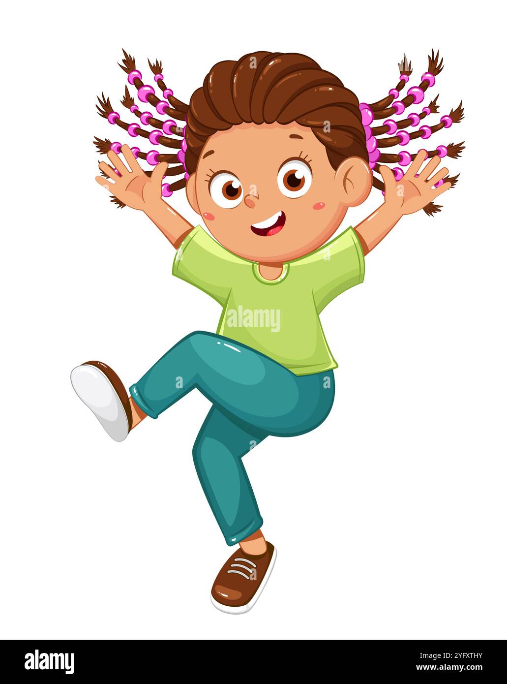 Happy Children's day. 1 June. Cute cheerful girl cartoon character ...