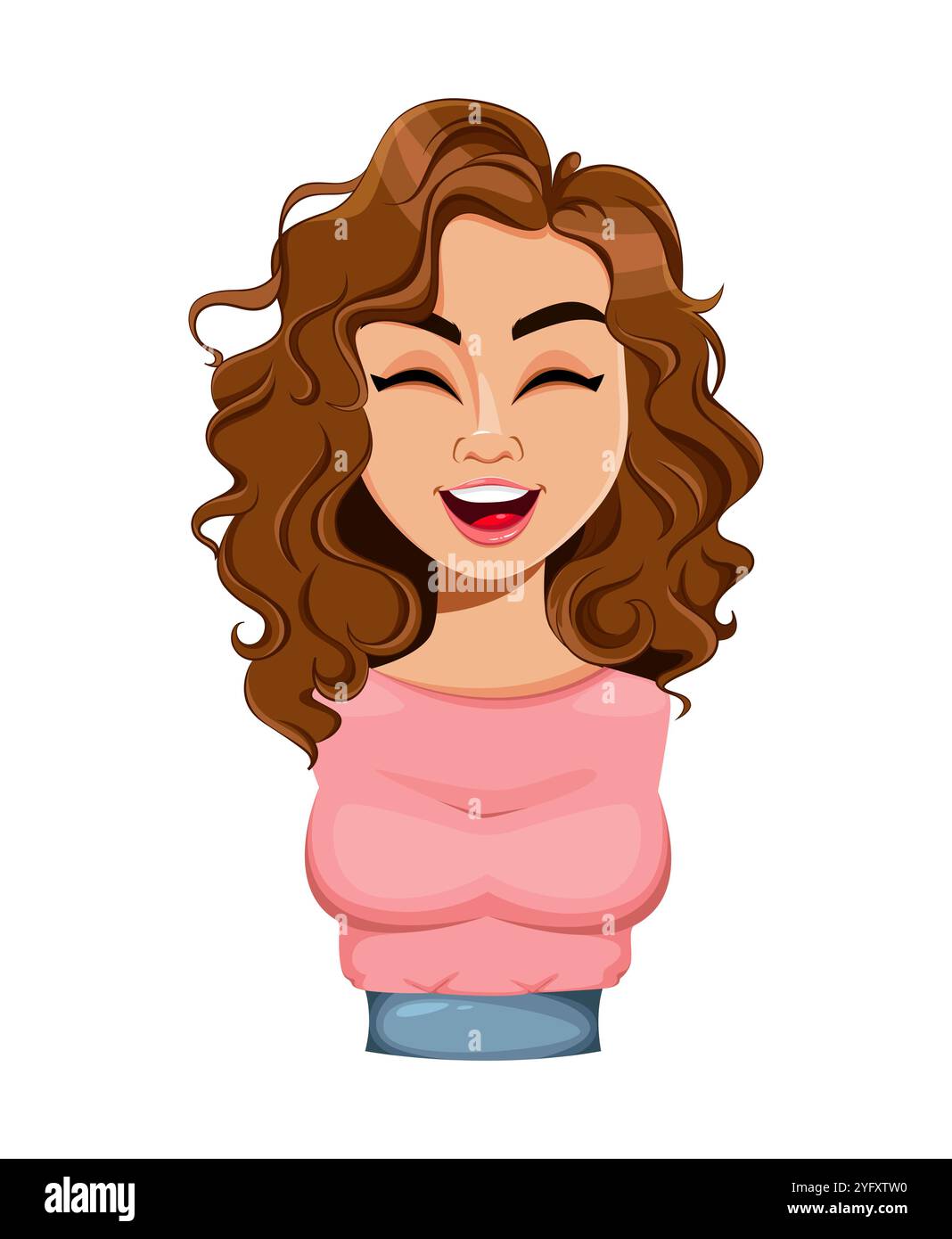 Face expression of beautiful woman, laughing. Female emotion. Cute lady ...