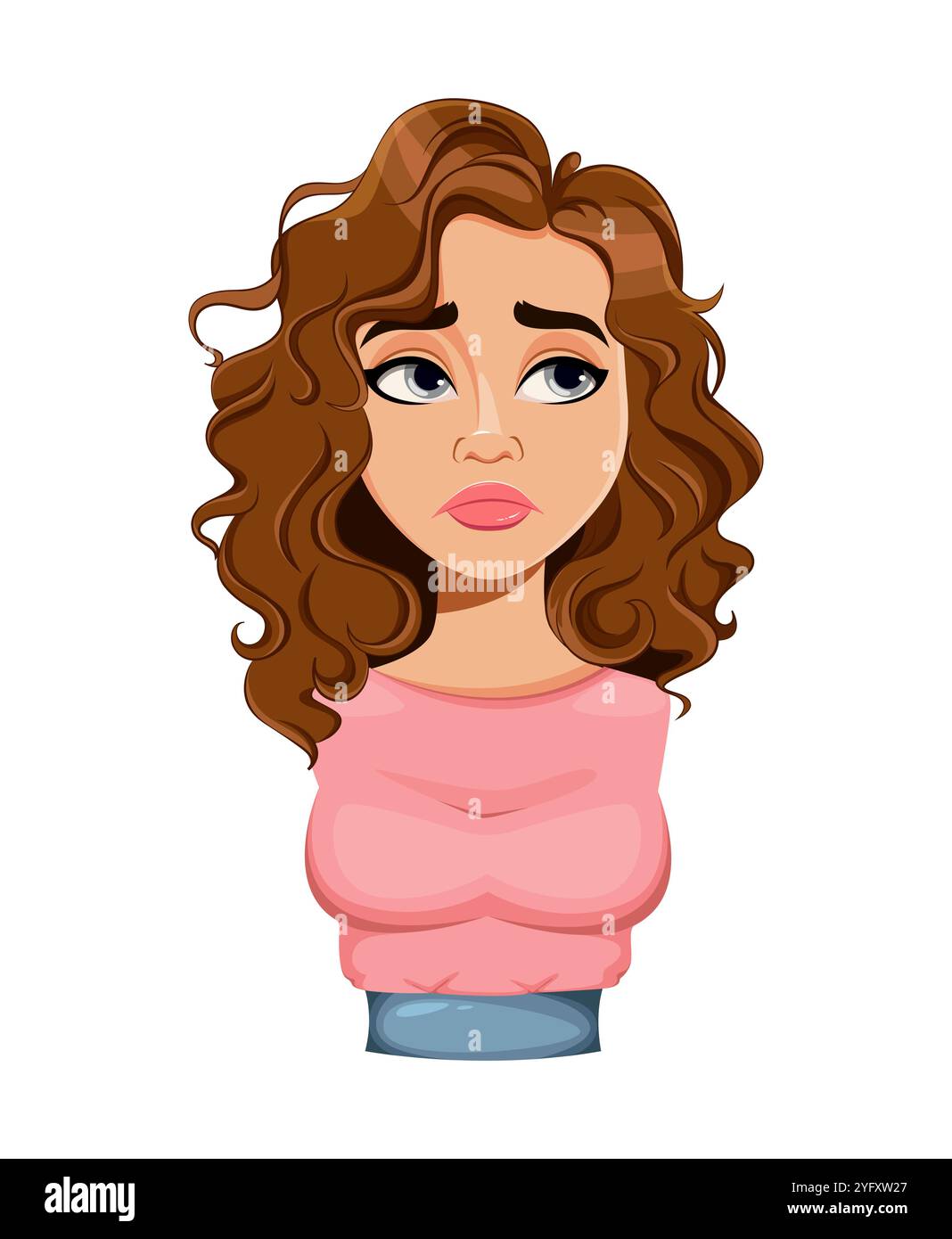 Face expression of beautiful woman, disappointed. Female emotion. Cute ...