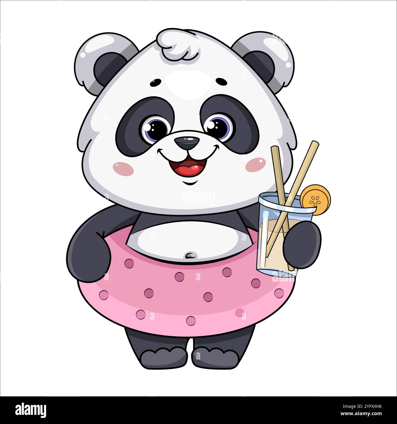 Cute panda going to the beach. Funny cartoon character. Stock vector ...
