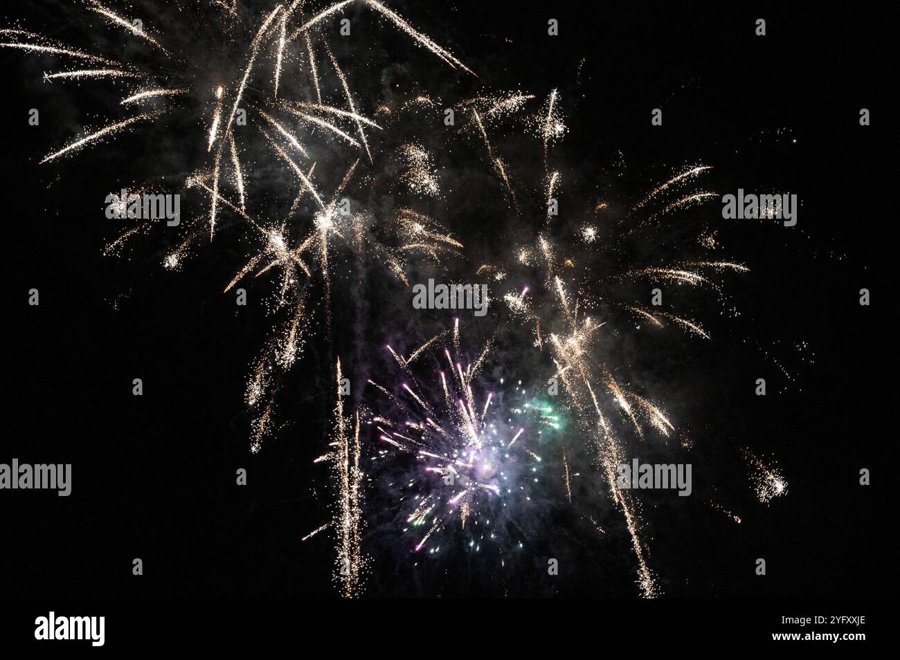 Cambridge, UK. 5th November, 2024. The fireworks display seen from ...