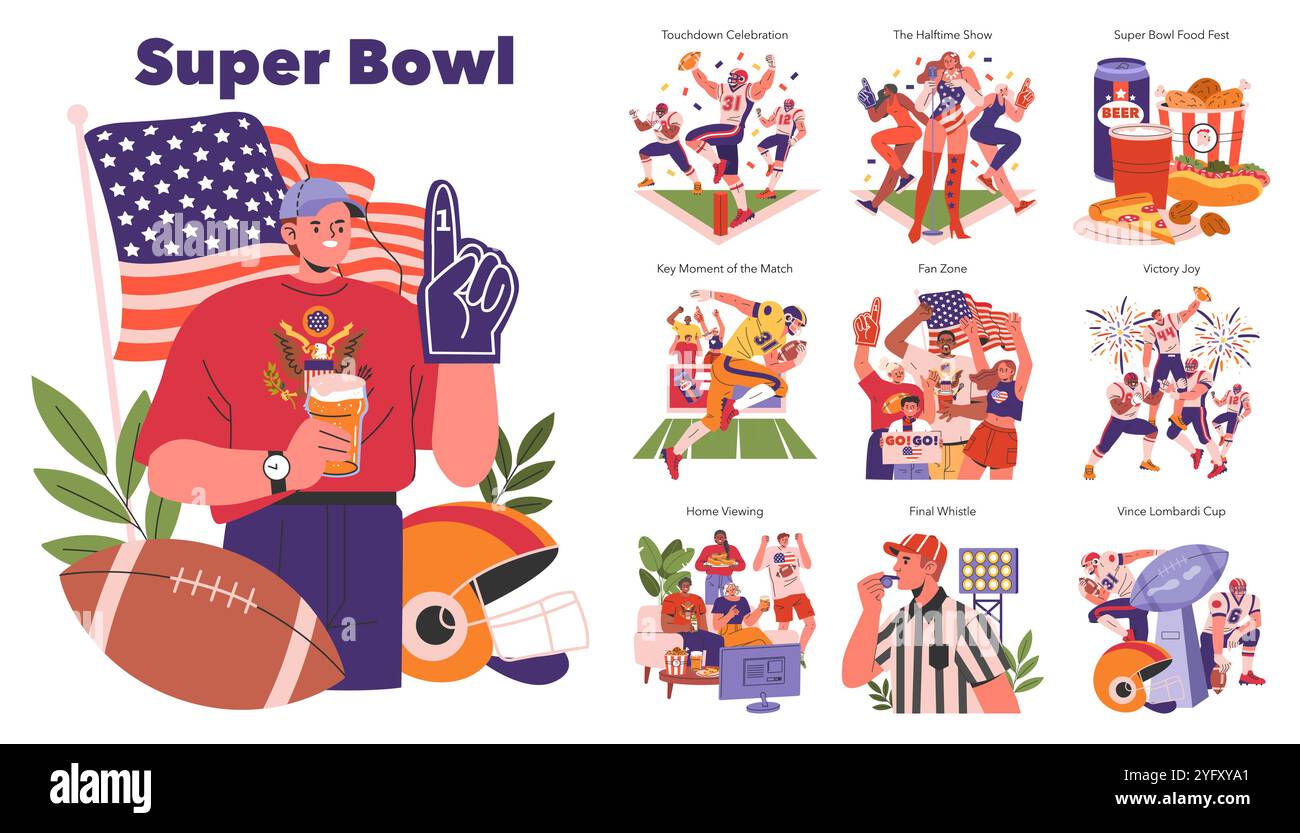 Super Bowl set. Festive celebration of America's adored football event ...