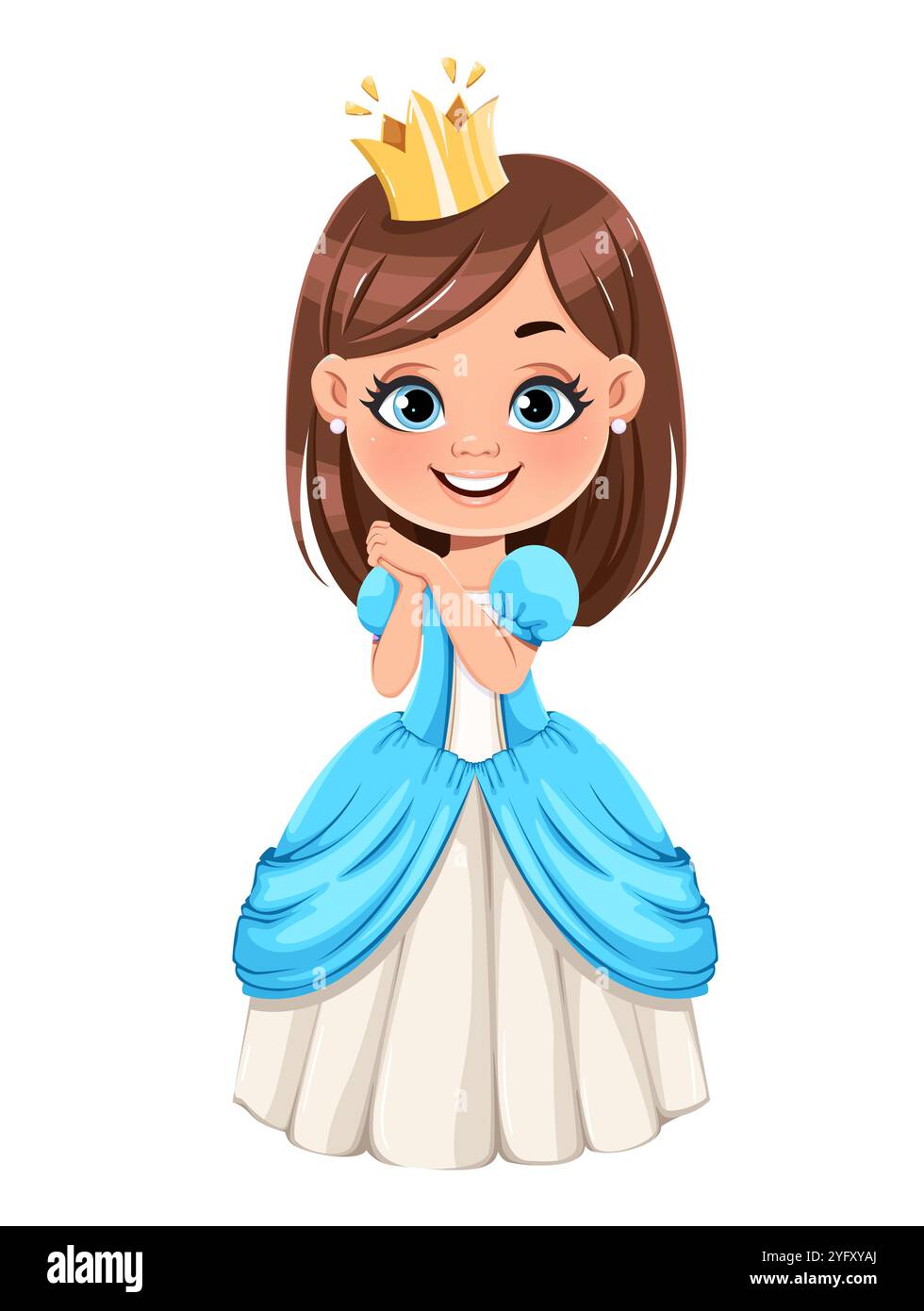 Cute little princess in beautiful dress. Cheerful princess cartoon ...