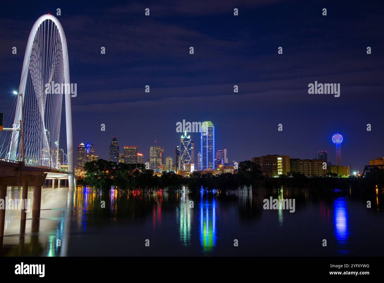Beautiful View Of The Margaret Hunt Hill Bridge And The Downtown Dallas ...