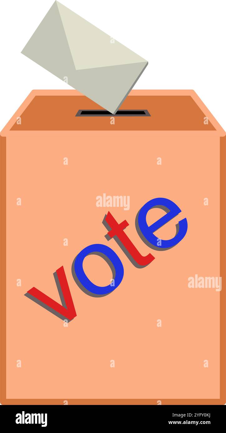 Ballot Box with Vote Symbol in flat technique vector illustration Stock ...