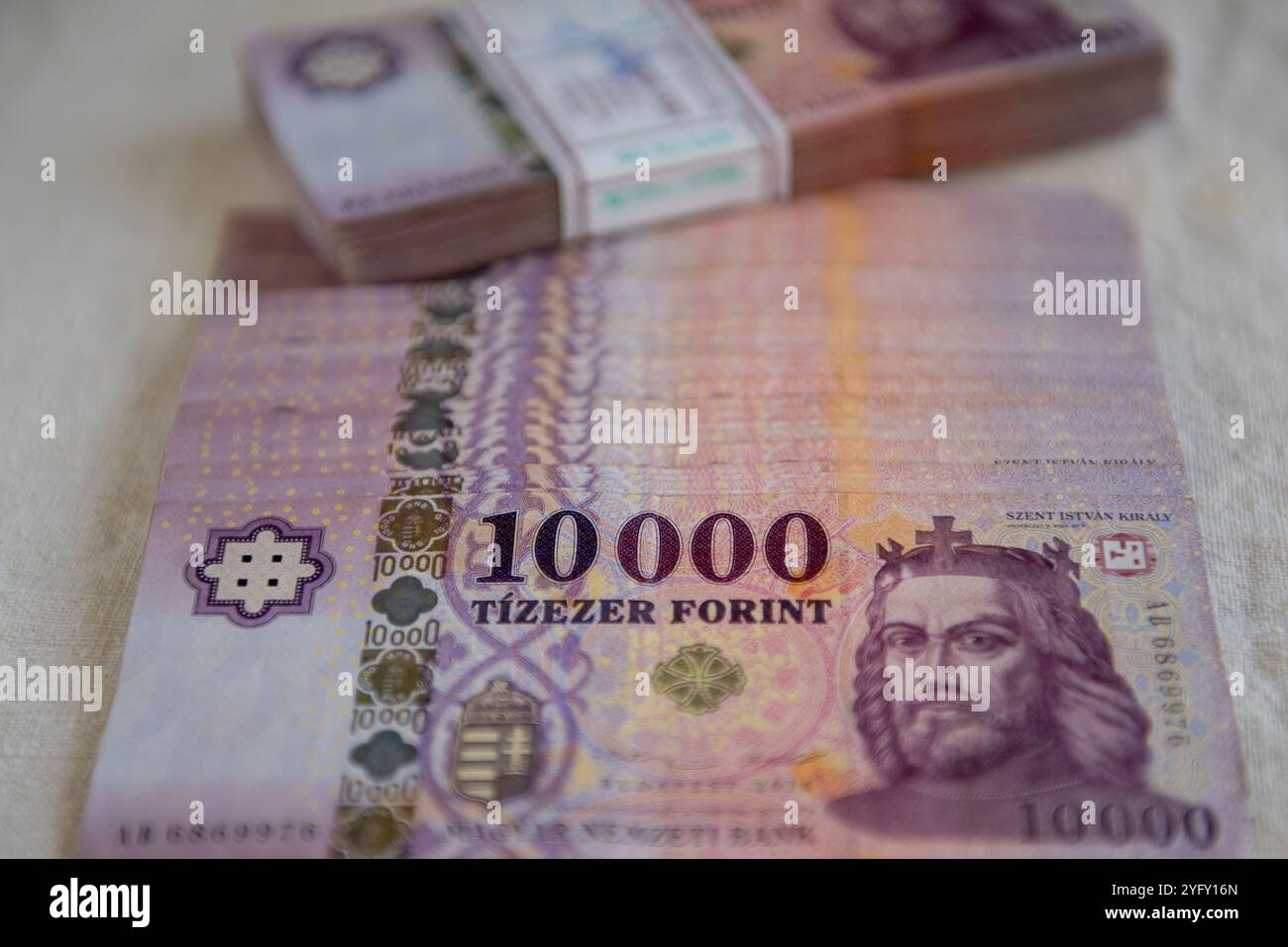 Stack of the 10000 forint banknotes. Hungarian forint. Stacks of 10000 ...
