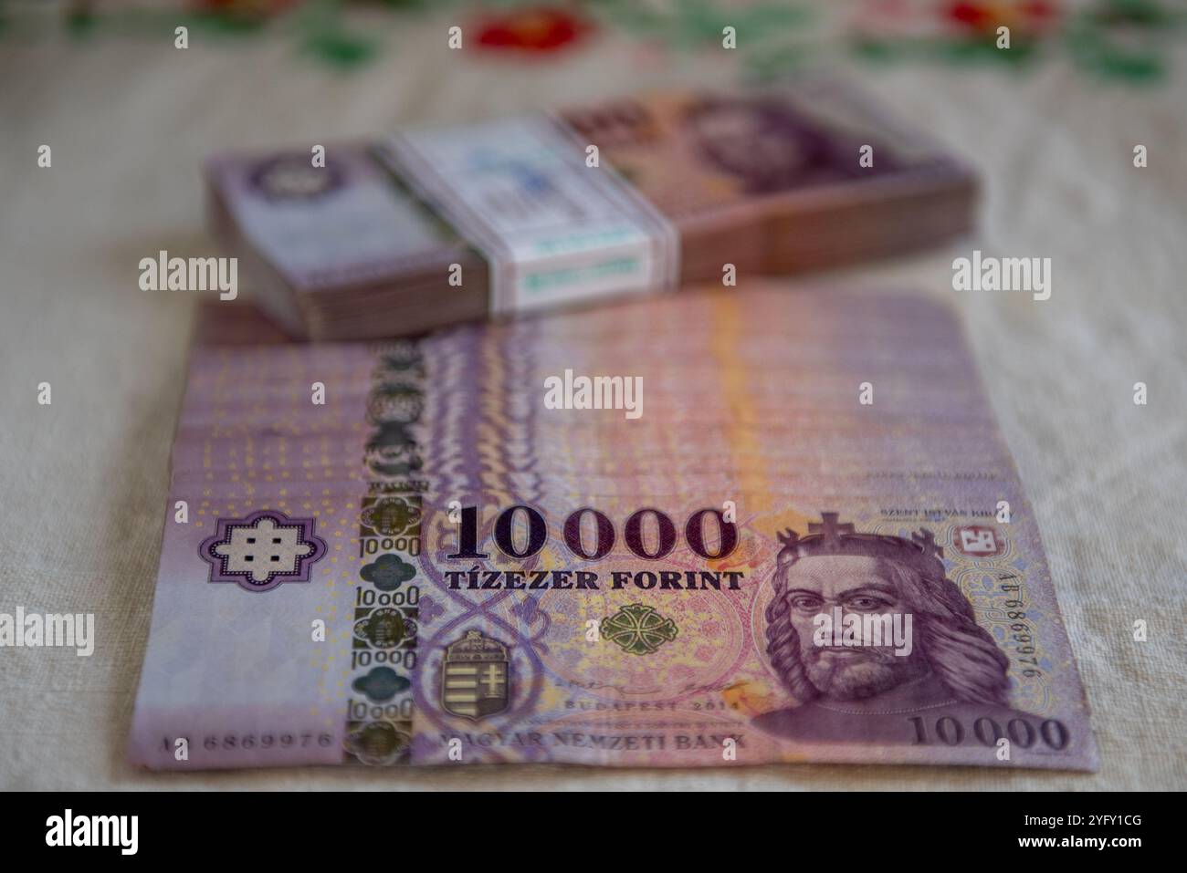 Stack of the 10000 forint banknotes. Hungarian forint. Stacks of 10000 ...