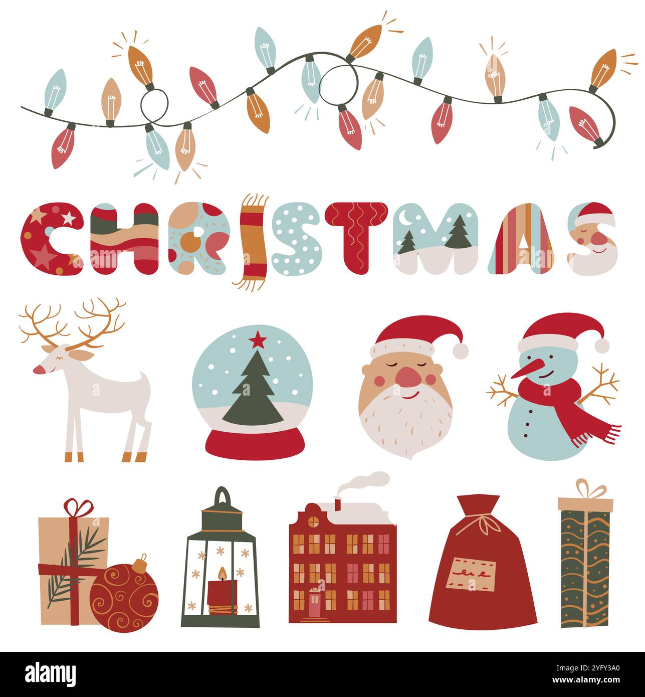 Set christmas paper decorations Cut Out Stock Images & Pictures - Alamy