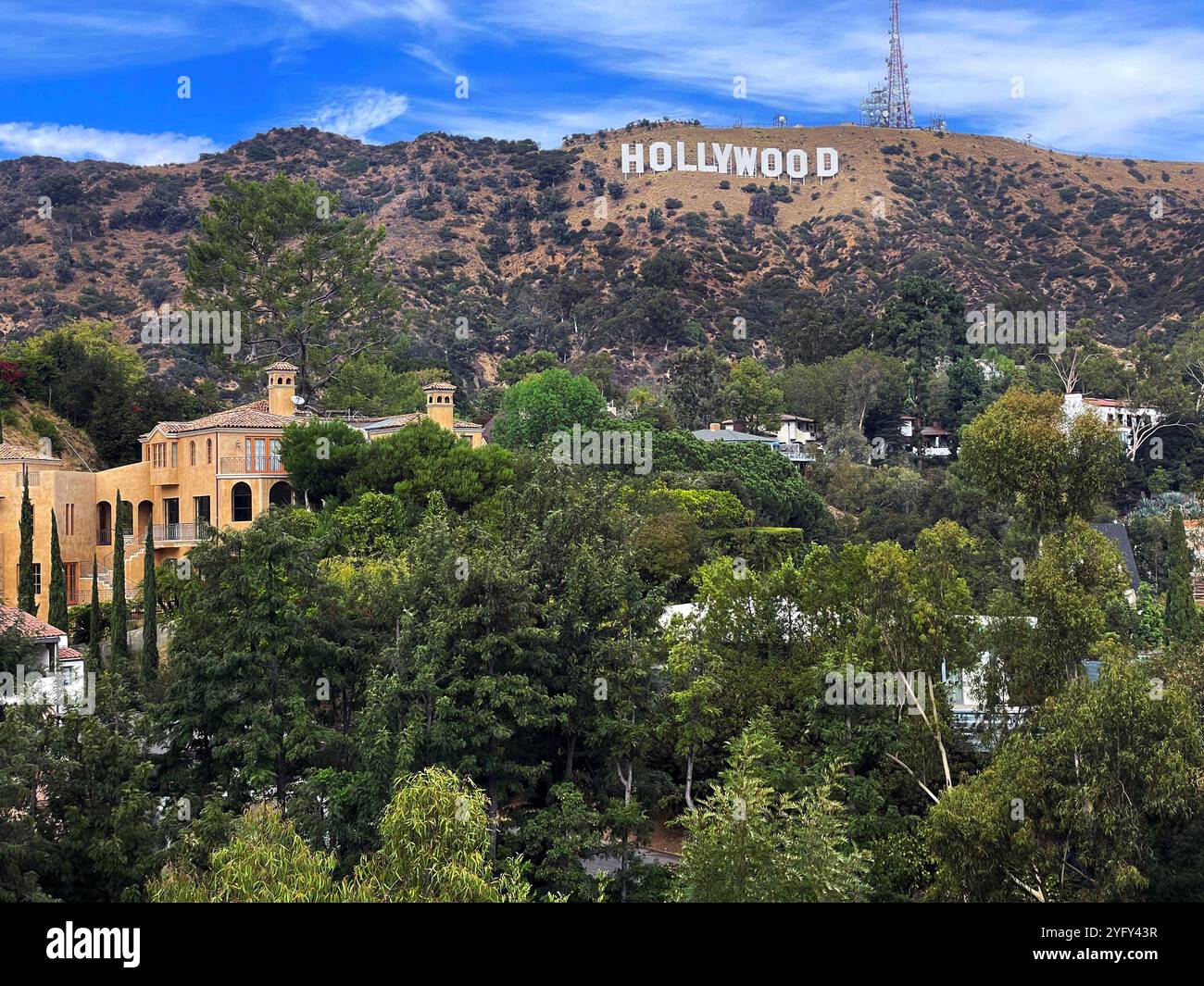 The world famous Hollywood Sign in hills over Los Angeles, California ...