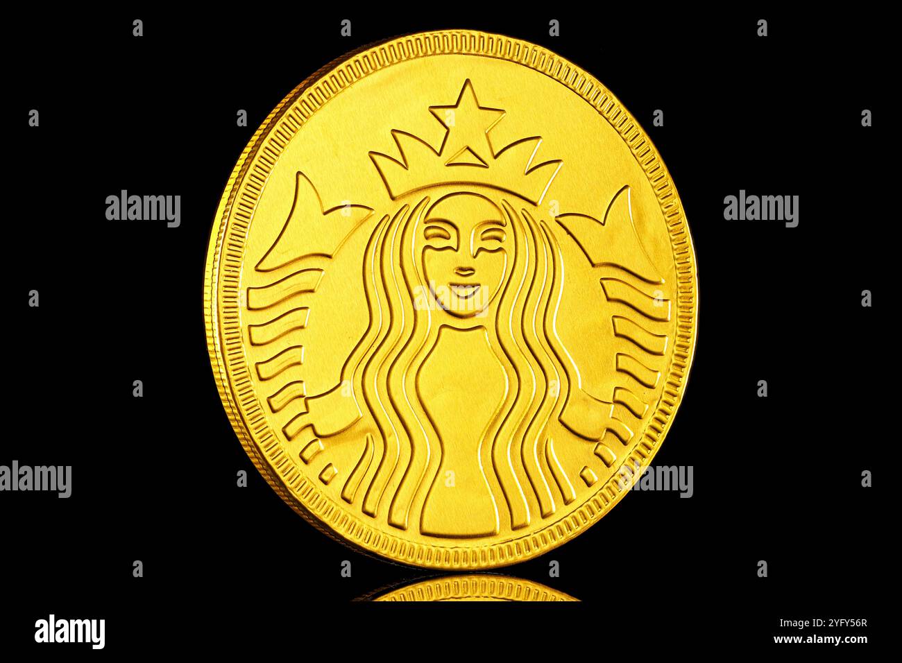 Starbucks Chocolate Coin Stock Photo - Alamy