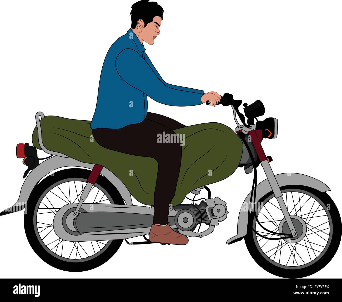 Man with riding a honda bike motorcycle vector illustration Stock ...