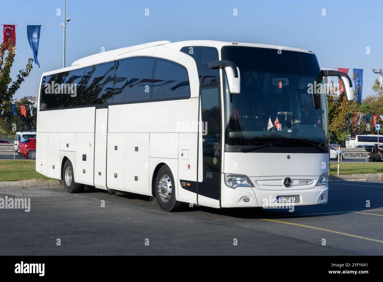 ISTANBUL, TURKEY - NOVEMBER 2, 2024: Zero emission coach bus Mercedes ...