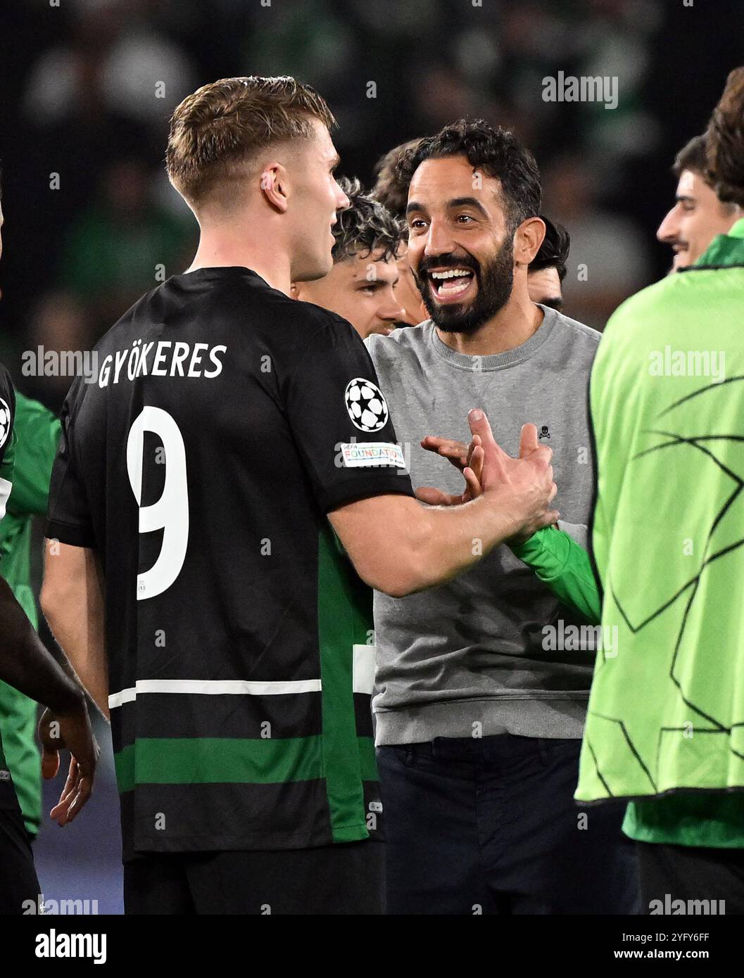 Sporting Lisbon manager Ruben Amorim and Viktor Gyokeres after the ...
