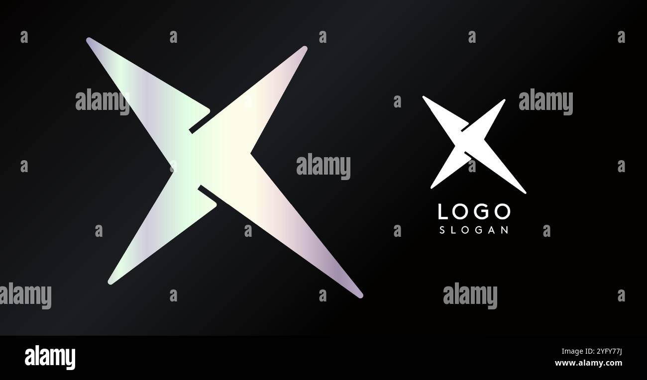 Geometric triangular X letter, funky dynamic logo, modern comic cartoon ...