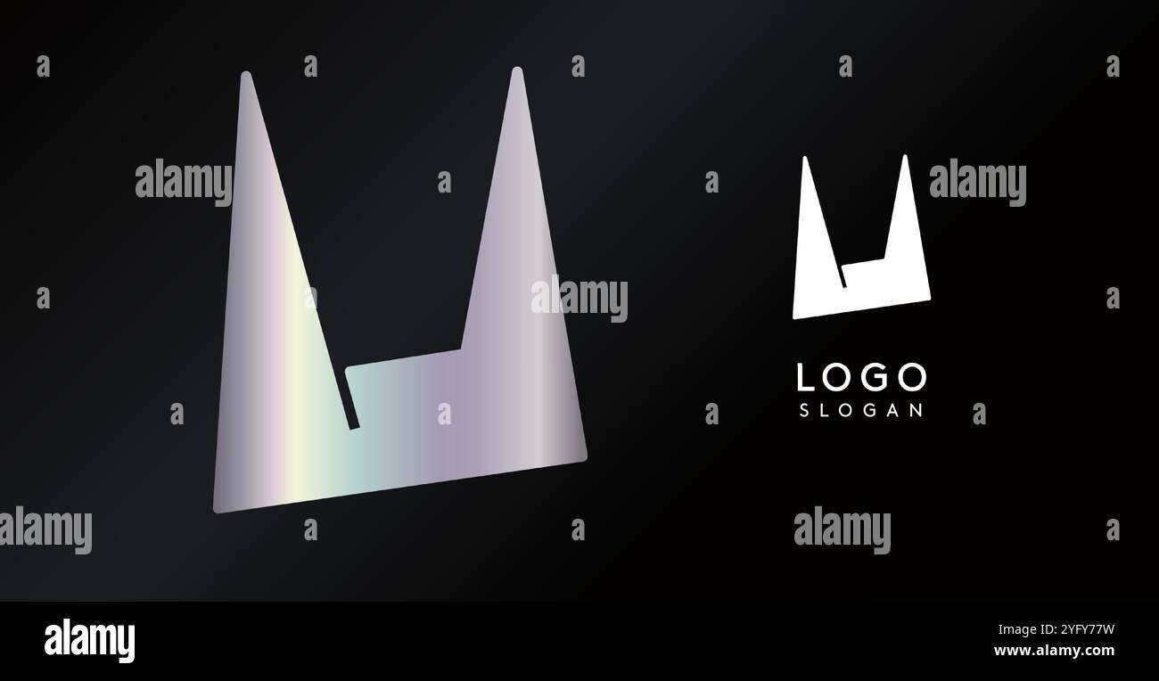 Geometric triangular U letter, funky dynamic logo, modern comic cartoon ...