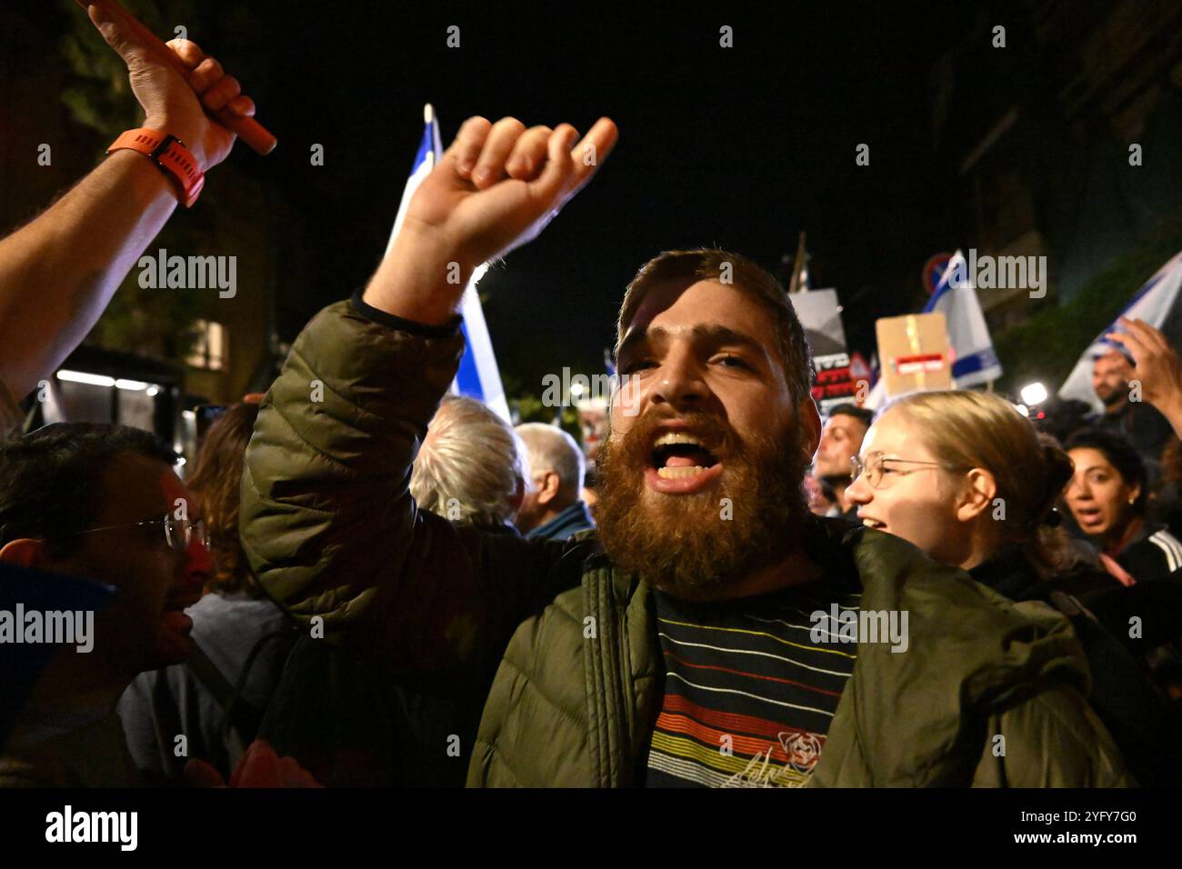 Jerusalem, Israel. 05th Nov, 2024. Angry Israelis protest Prime ...