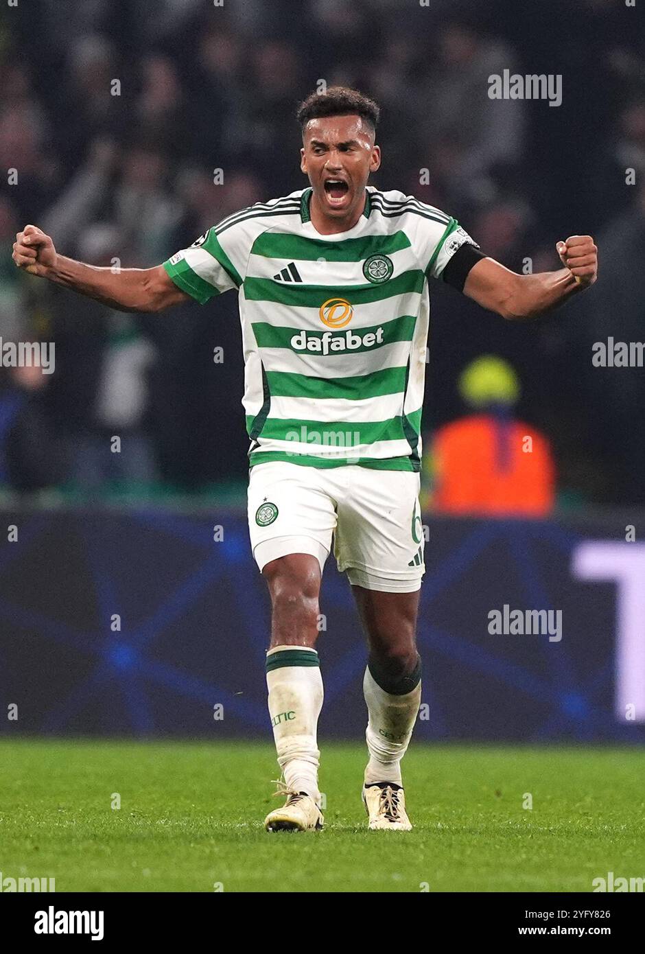 Celtic's Auston Trusty celebrates victory after the final whistle in ...