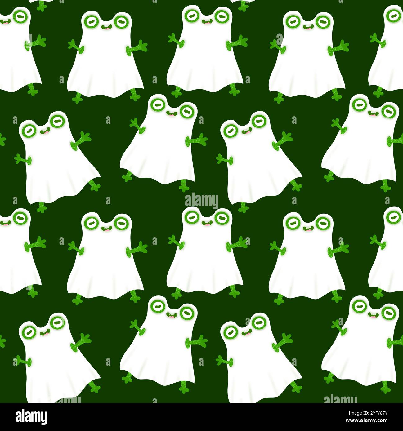 Halloween animals seamless frogs in ghost costume pattern for wrapping ...