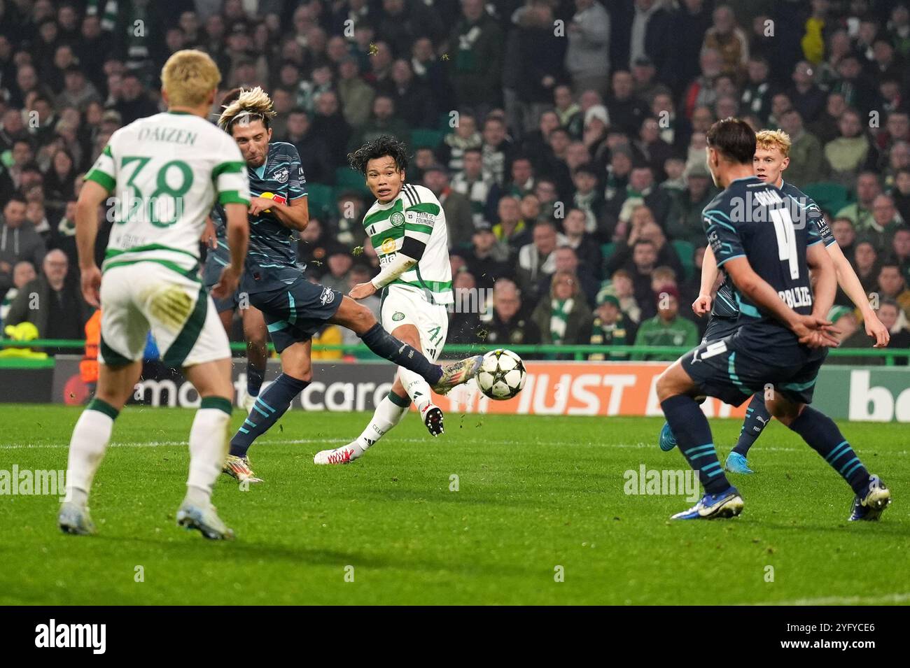 Celtic's Reo Hatate attempts a shot on goal during the UEFA Champions ...