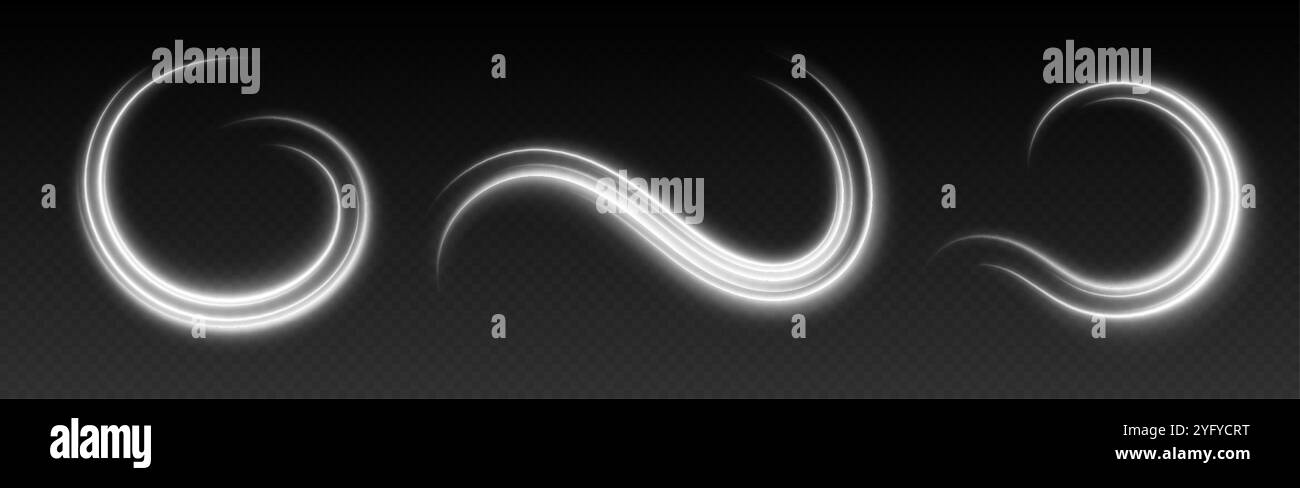 Glowing white light swirls with smooth, flowing curves. Light effect in ...