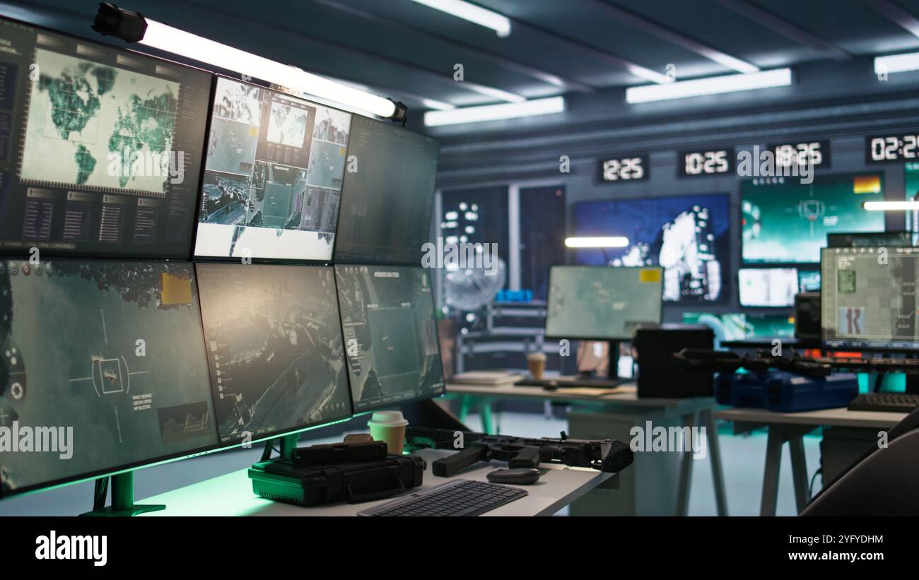 Empty army command post used for operating missile defense system ...