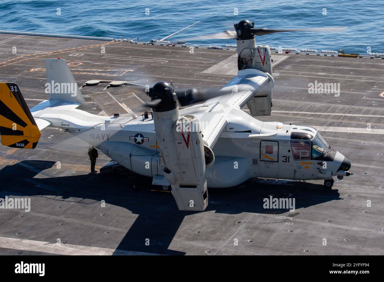 A CMV-22 Osprey tiltrotor aircraft, assigned to Fleet Logistics Multi ...
