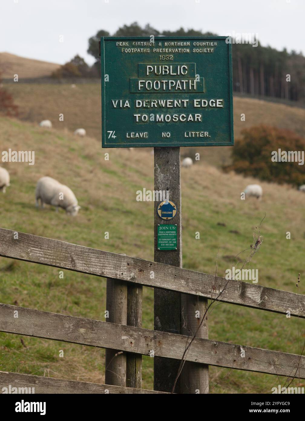 Old public footpath sign derwent valley derbyshire england hi-res stock ...