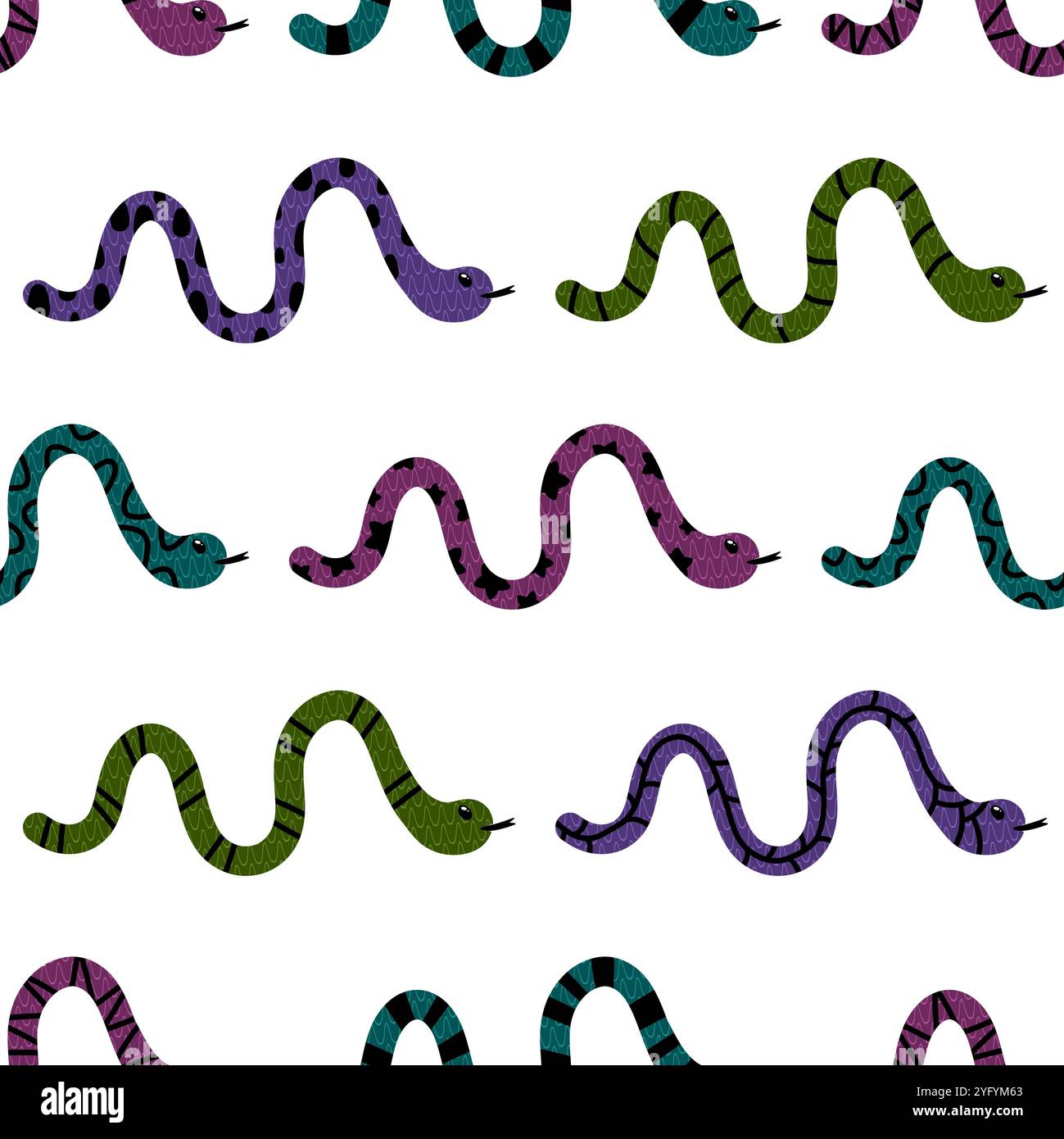 Summer cartoon animals seamless snake pattern for wrapping paper and ...