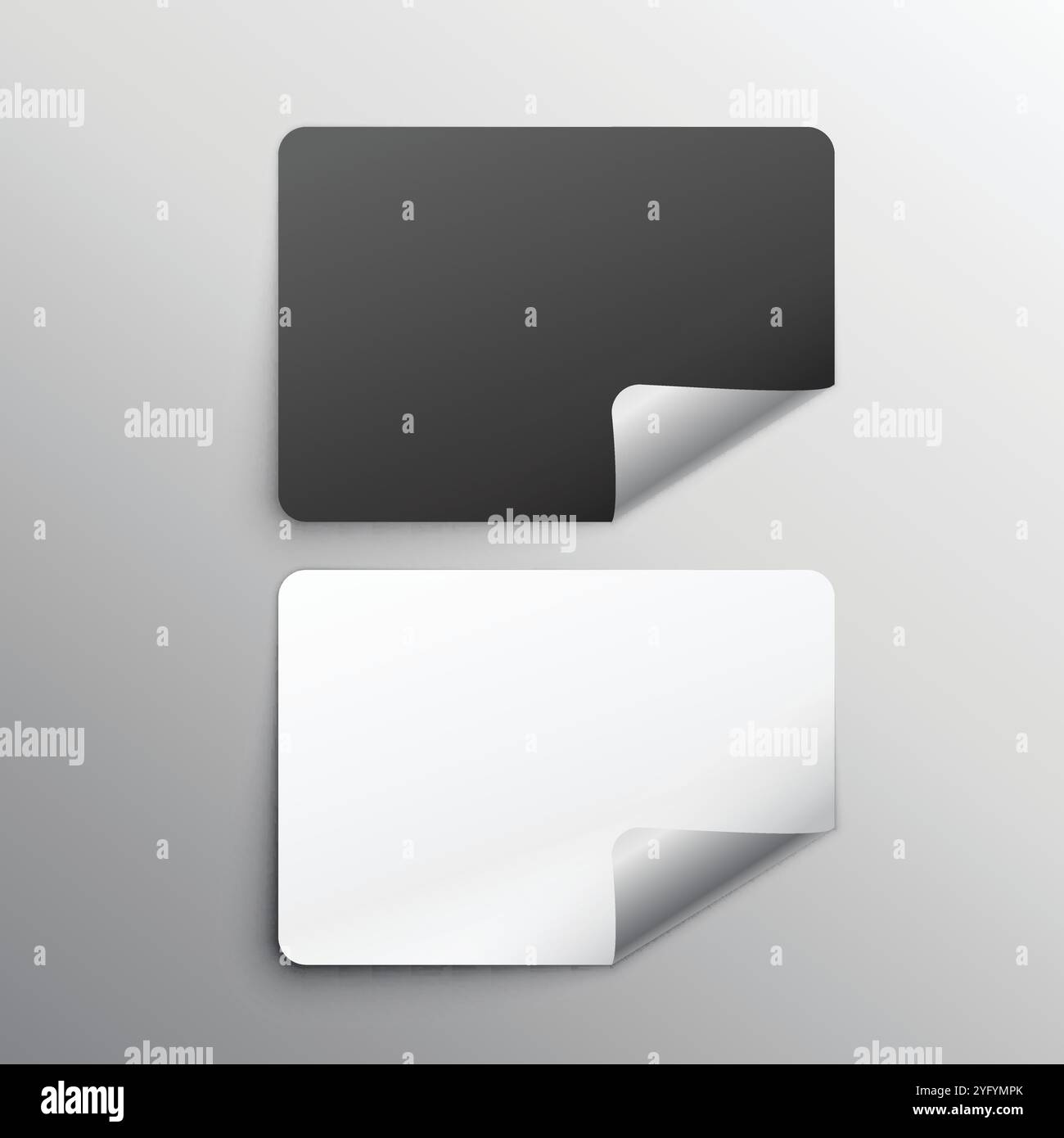 Vector white realistic paper adhesive stickers with curved corner on ...