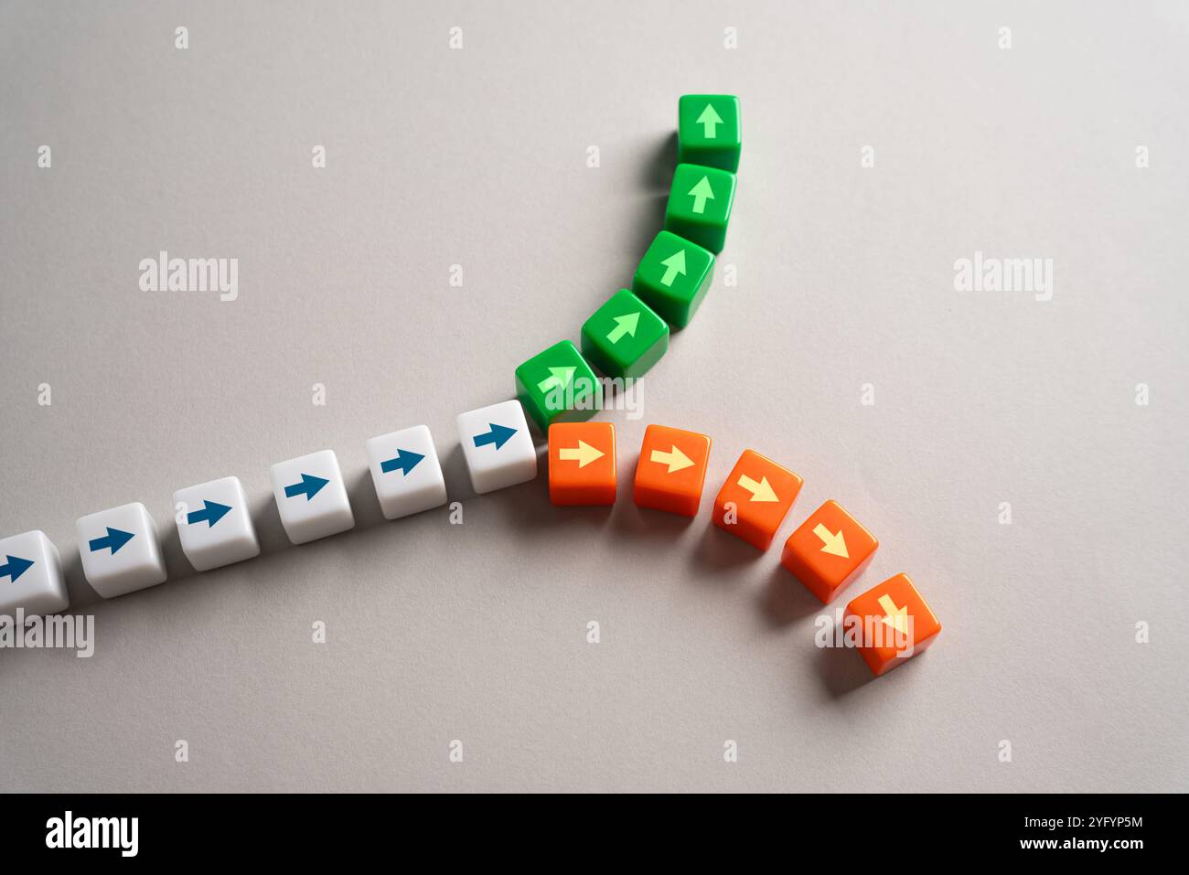 A fork dividing a path into two opposite directions. The concept of a ...
