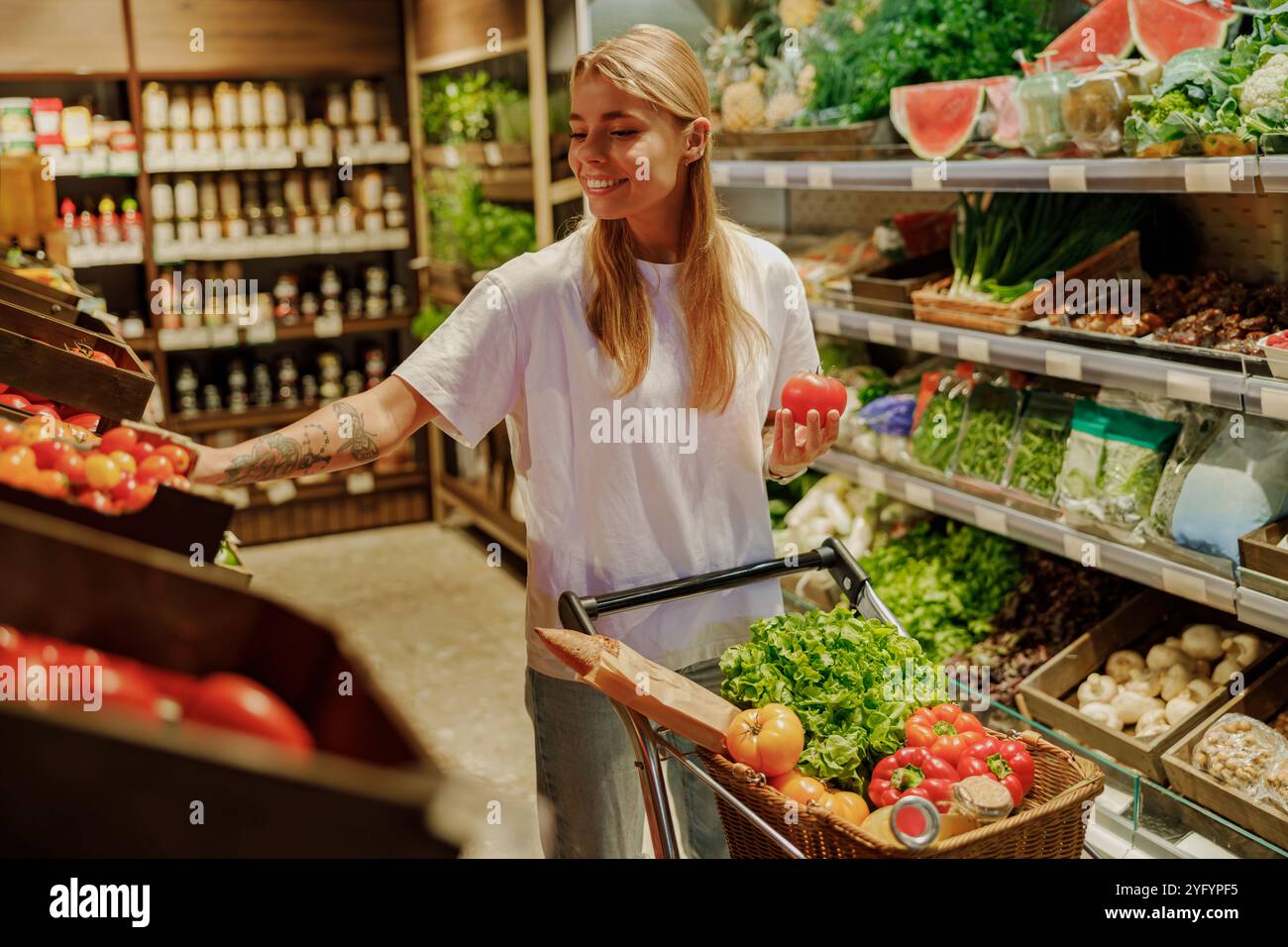 Grocery Shopping for Fresh and Delicious Vegetables and Fruits at the ...