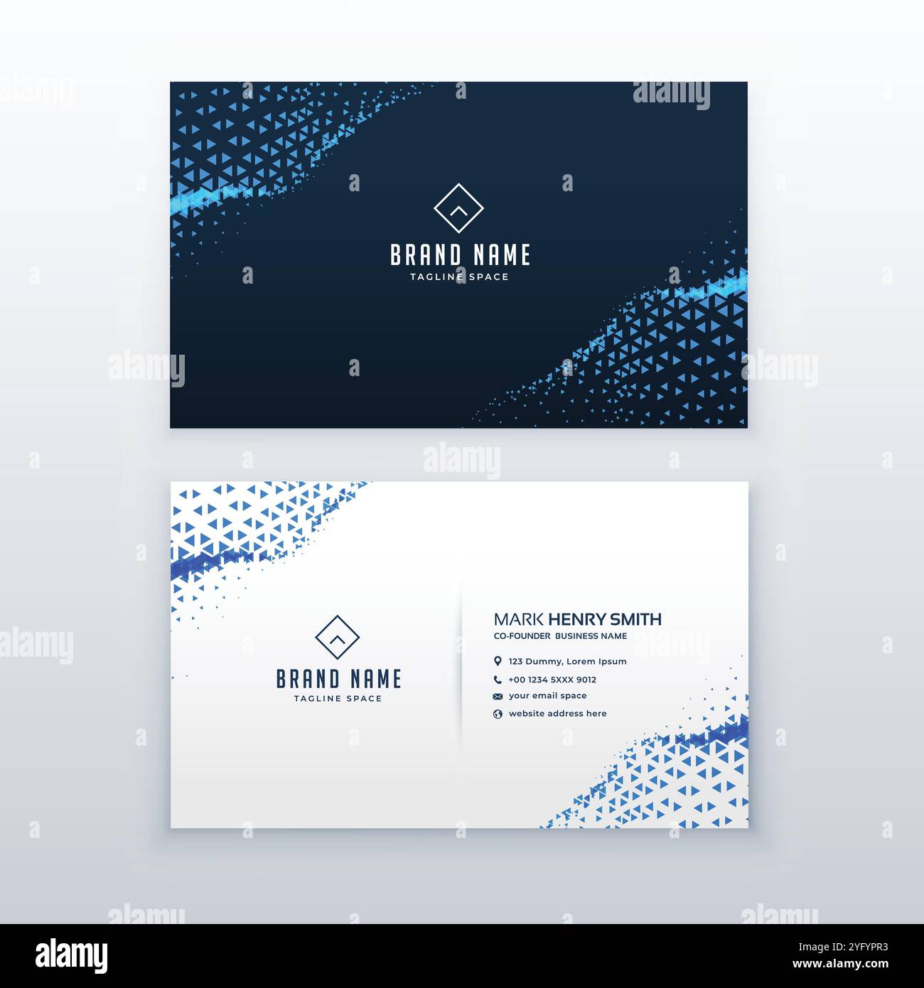 abstract blue business card design with triangles wave Stock Vector ...