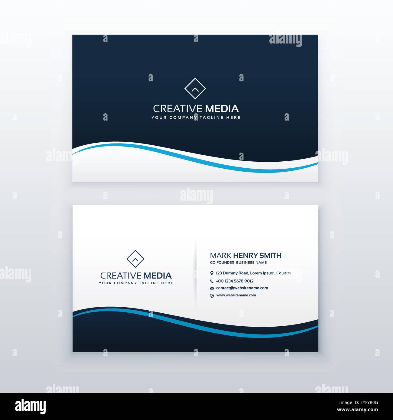 minimal wavy business card design template Stock Vector Image & Art - Alamy