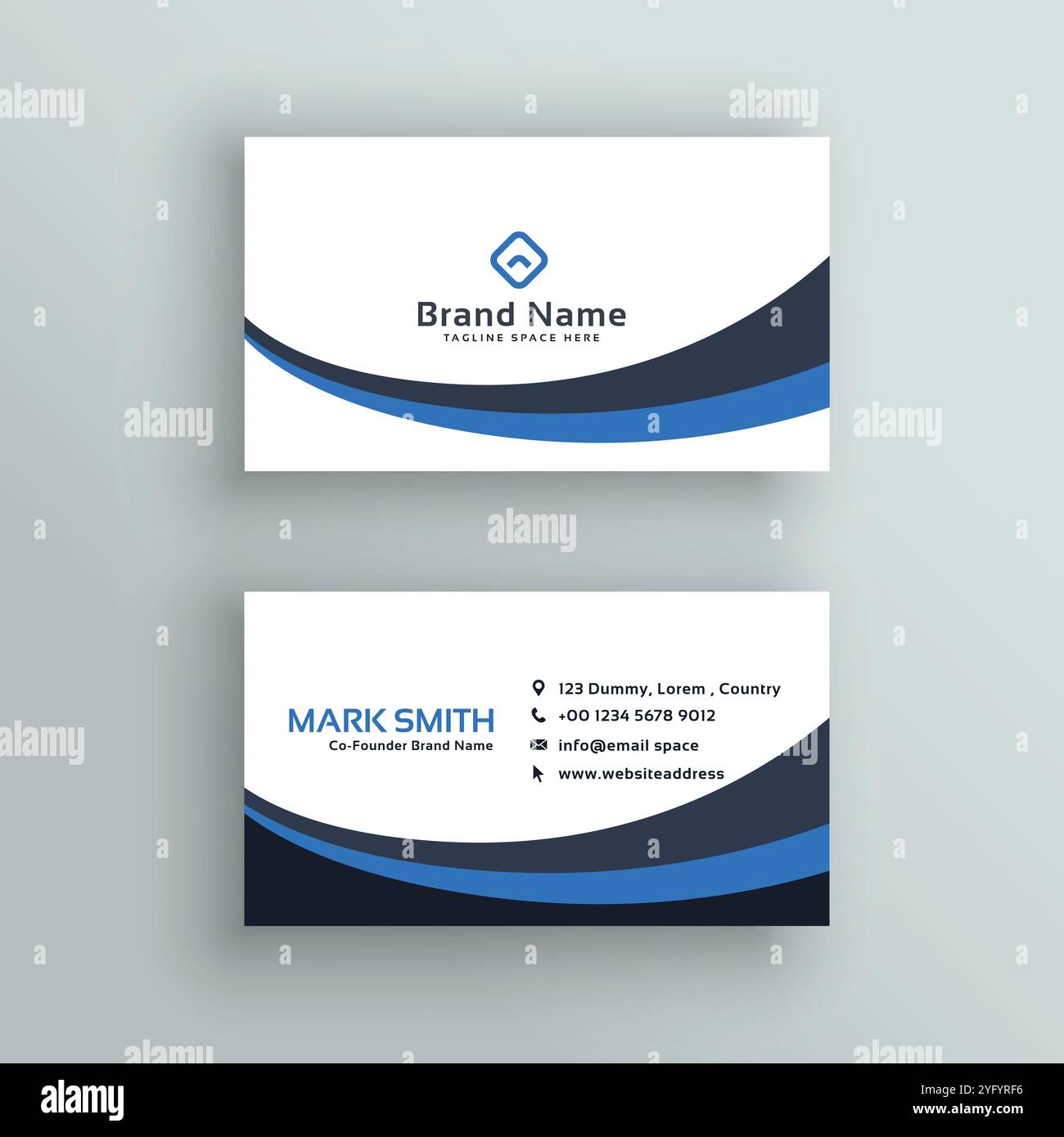 abstract blue wave business card design Stock Vector Image & Art - Alamy