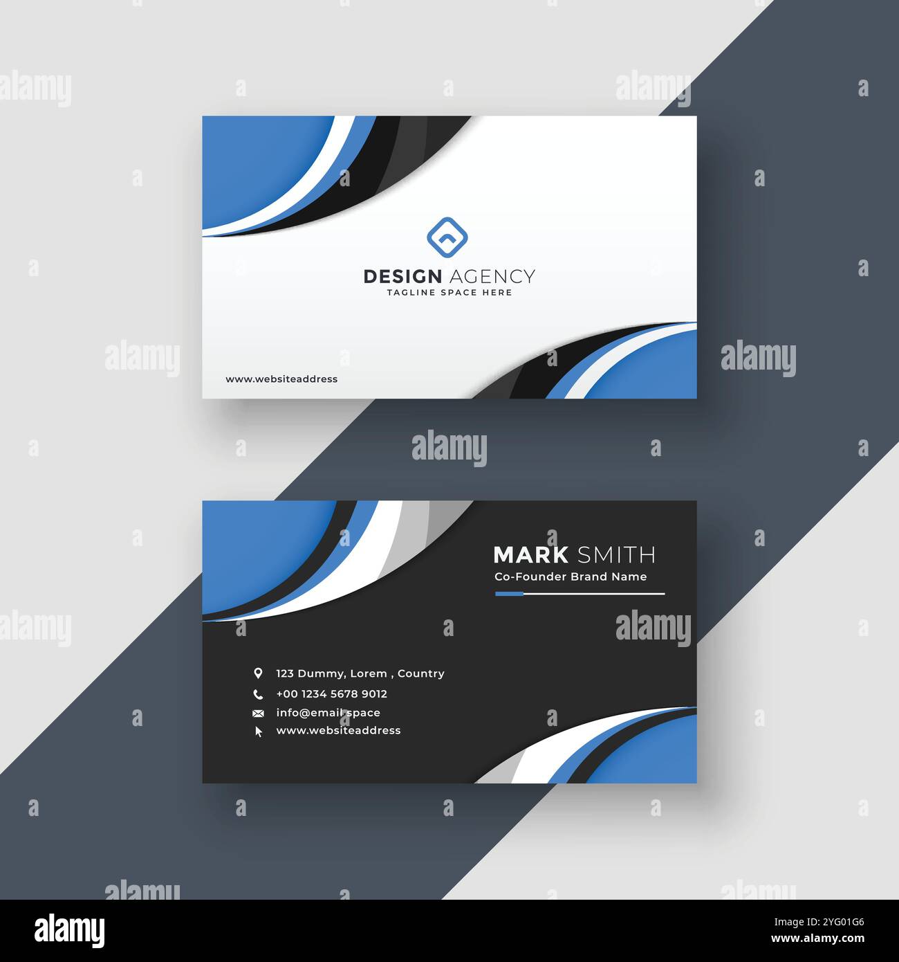 blue wavy dark and light business card design Stock Vector Image & Art ...